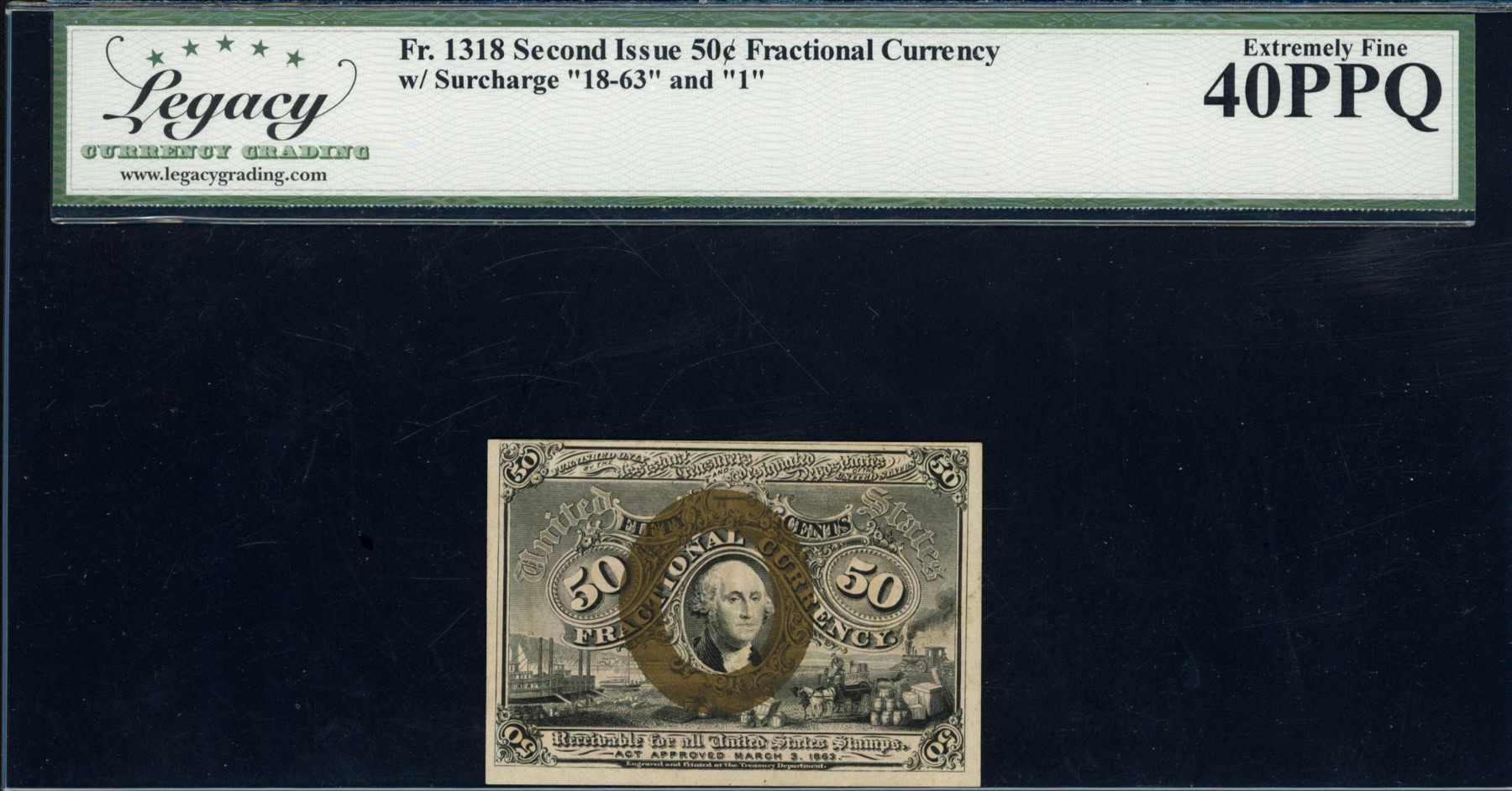 Fr. 1318 Second Issue 50 Cents Fractional Currency Note With "18-63 ...