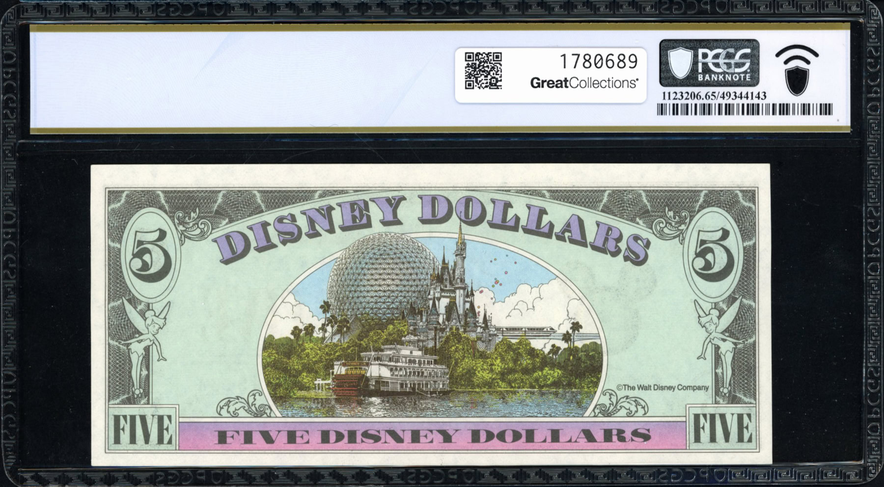 1994 Disneyland $5 Disney Dollar Goofy / View of Walt Disney World PCGS ...