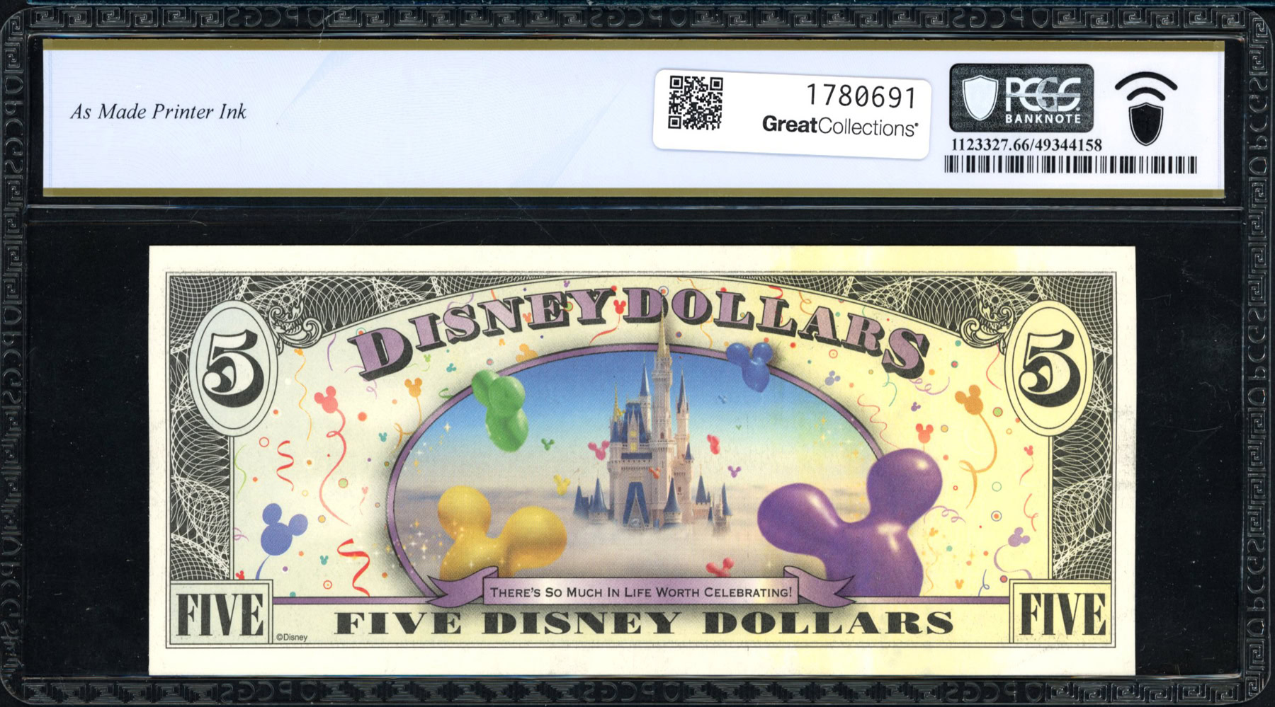 2009 Disney World $5 Disney Dollar Daisy & Minnie / Cinderella's Castle ...