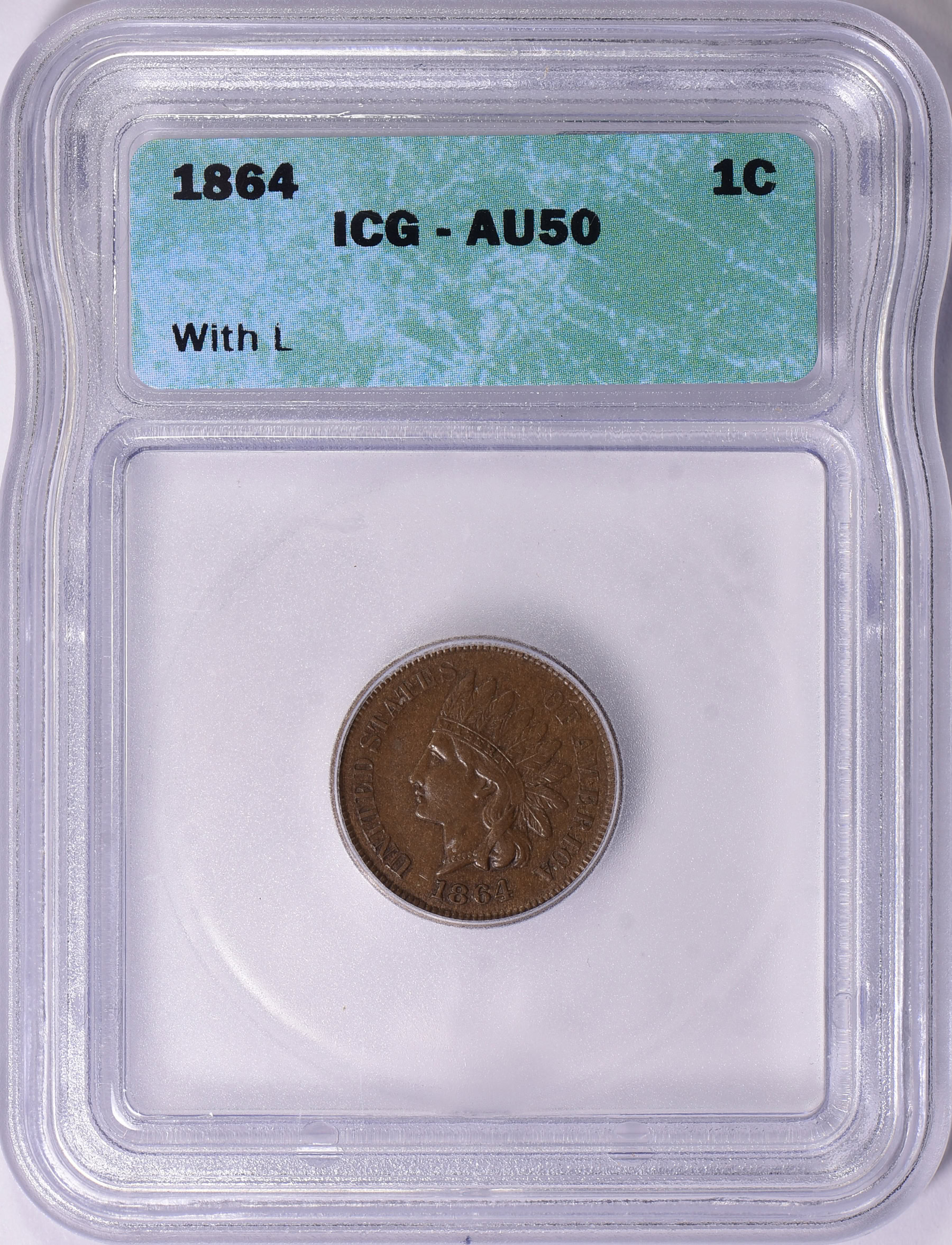 1864 Indian Cent L on Ribbon ICG AU-50 BN (Item 1780753 ...