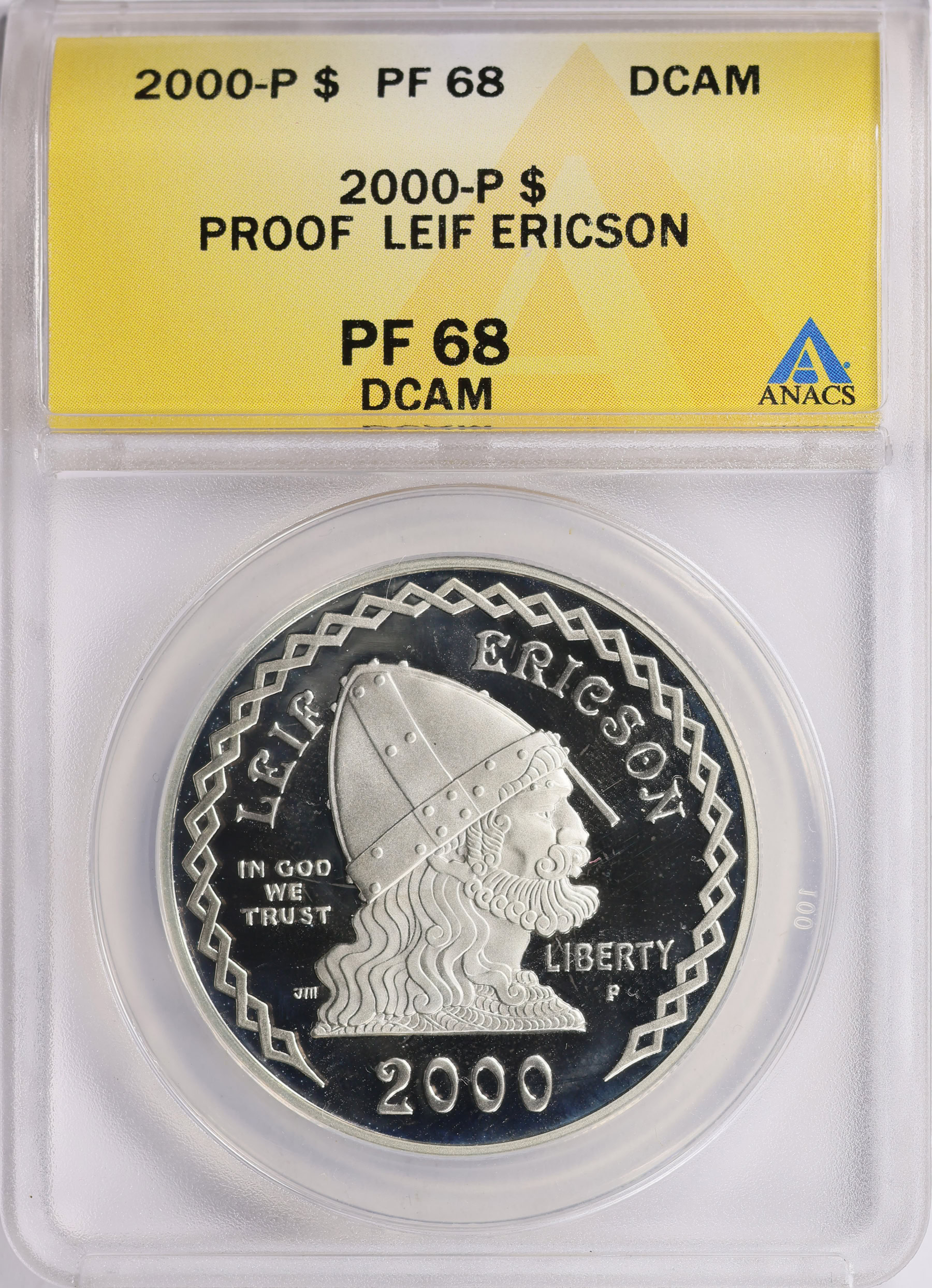 2000-P Leif Ericson Millennium Silver Dollar ANACS Proof-68 DCAM (Item ...