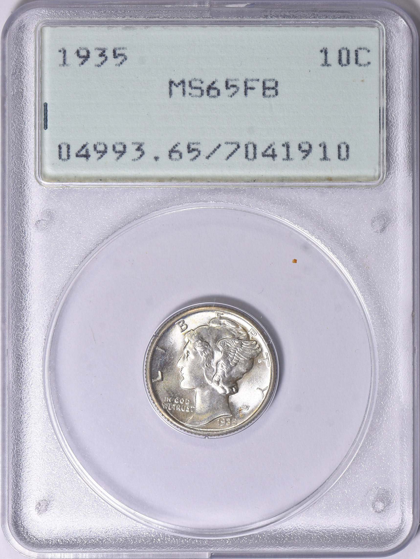 1935 Mercury Dime PCGS MS-65 FB OGH (1st Gen) (Item 1780874) | GreatCollections Coin Auctions