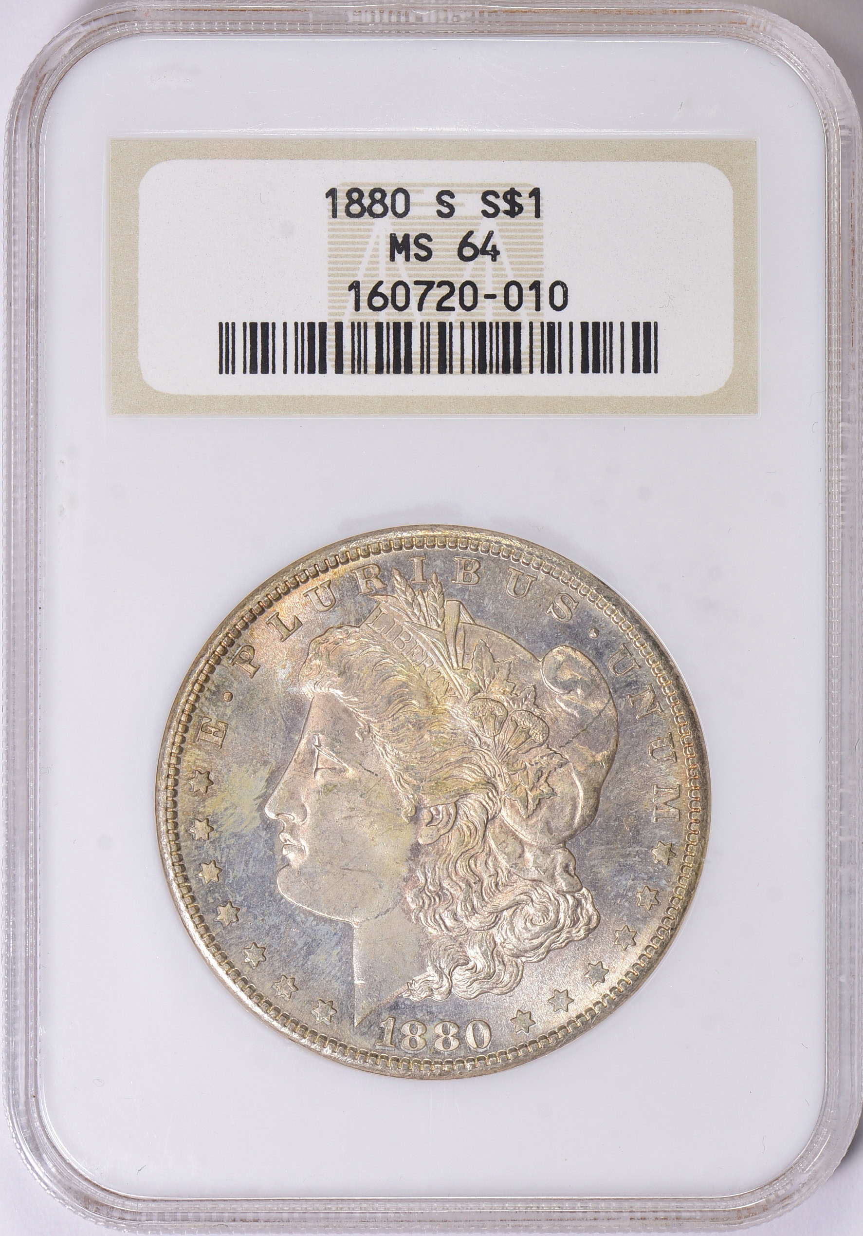 1880-S Morgan Silver Dollar NGC MS-64 OH (Toned) (Item 1780961) | GreatCollections Coin Auctions