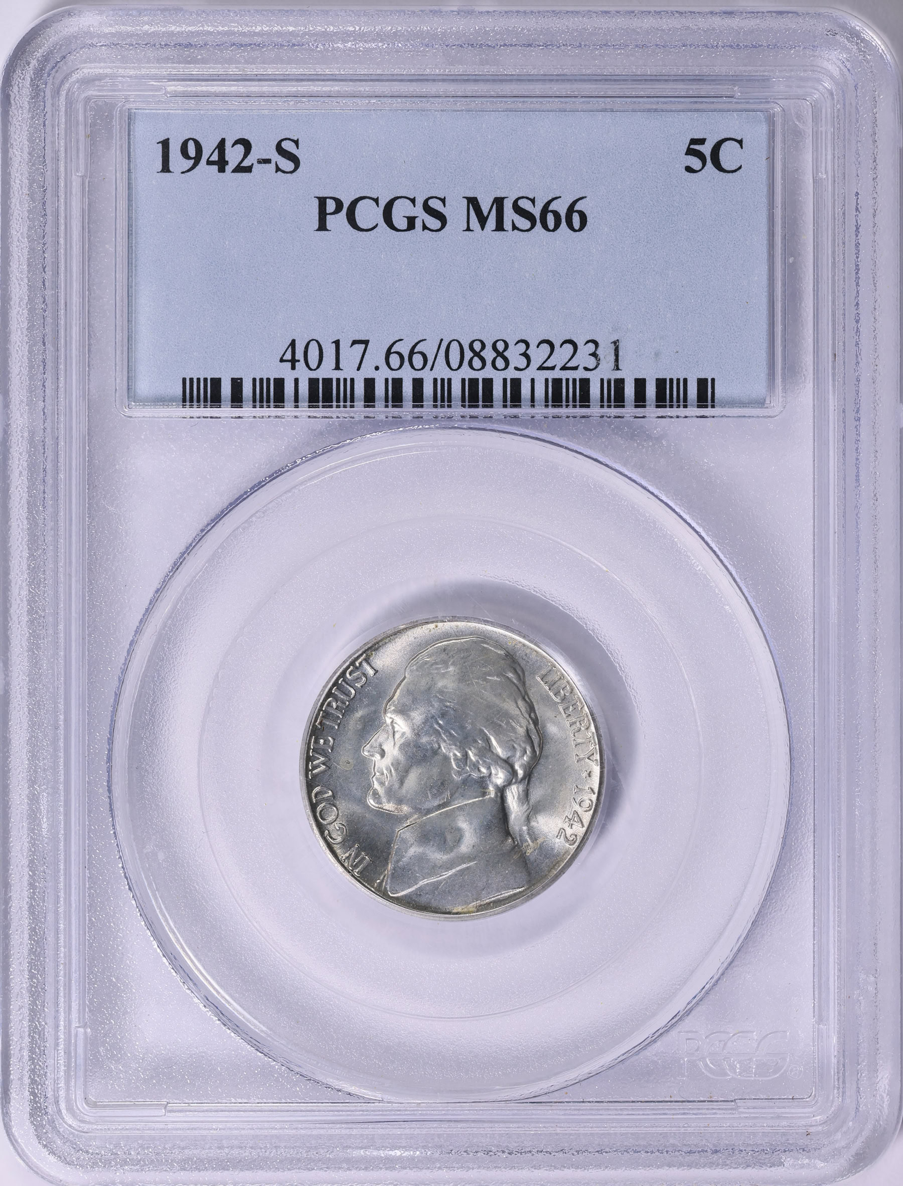 1942-S Jefferson Nickel PCGS MS-66 (Item 1780994) | GreatCollections Coin Auctions