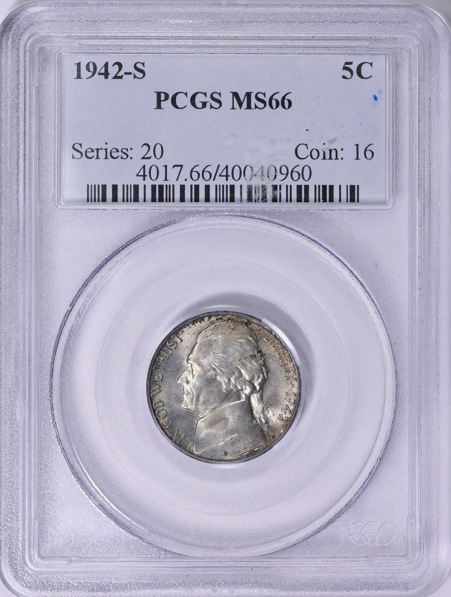 1942-S Jefferson Nickel PCGS MS-66 (Item 1780995) | GreatCollections Coin Auctions