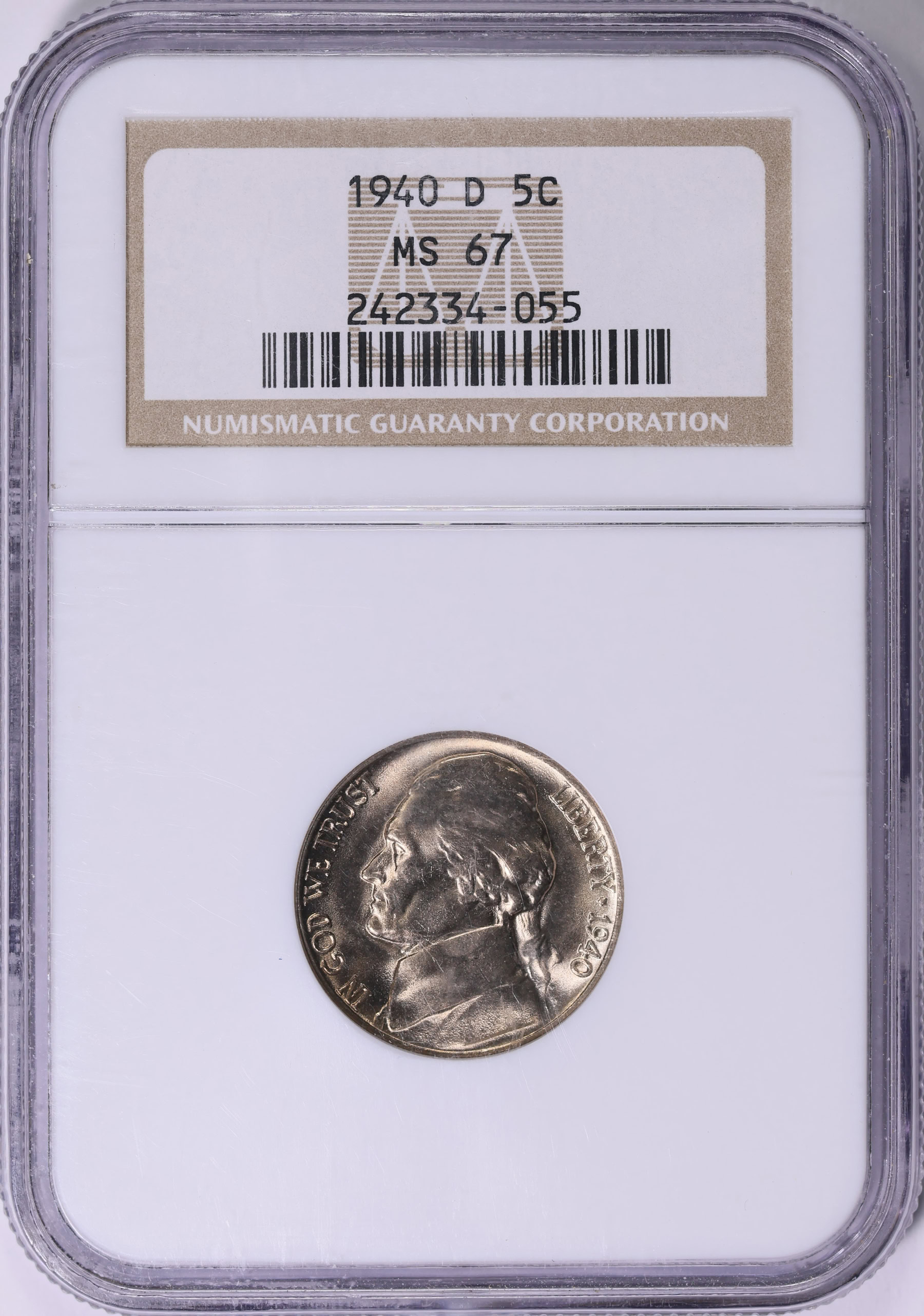 1940-D Jefferson Nickel NGC MS-67 (Item 1781027) | GreatCollections ...