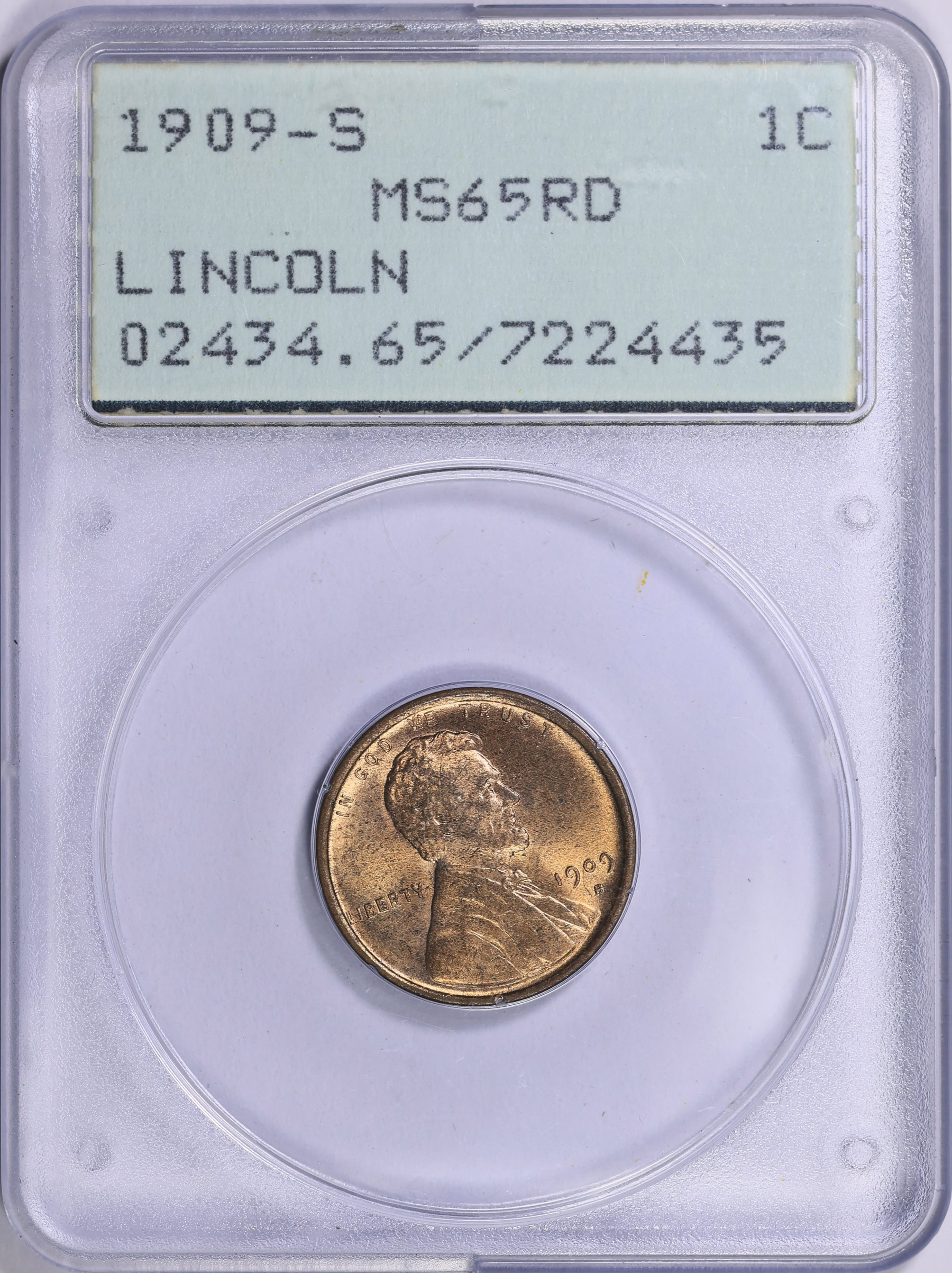 1909-S Lincoln Cent PCGS MS-65 RD OGH (1st Gen) (Item 1781059) | GreatCollections Coin Auctions