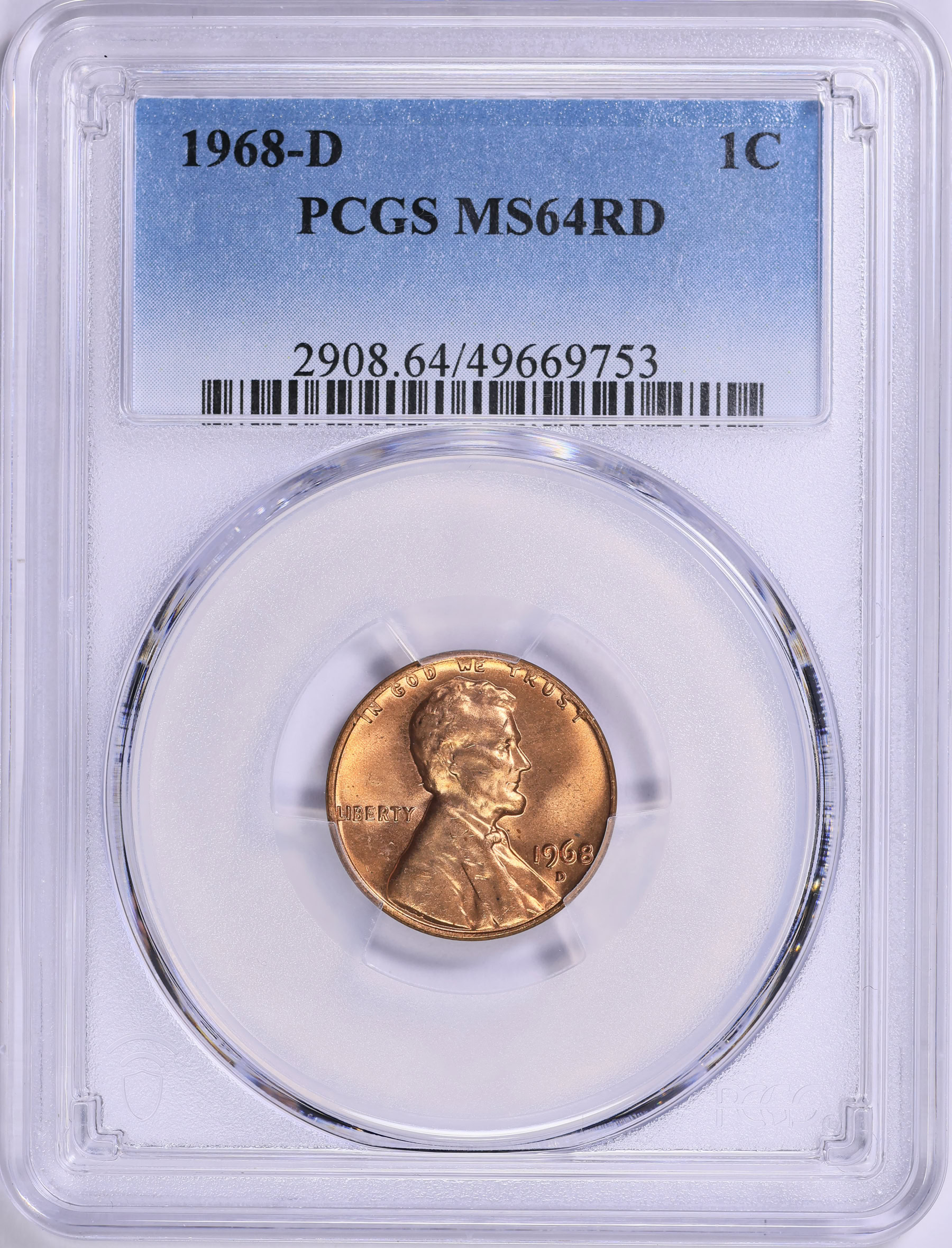 1968-D Lincoln Cent PCGS MS-64 RD (Item 1781063) | GreatCollections ...