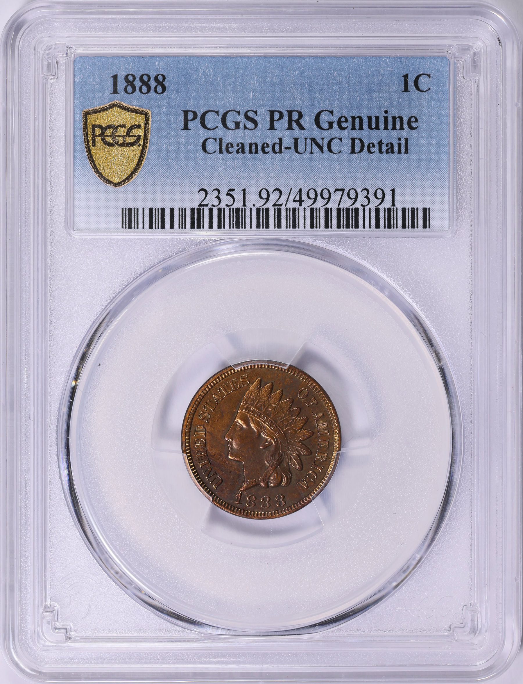1888 Indian Cent Proof PCGS Genuine Unc Details (Item 1781094) | GreatCollections Coin Auctions