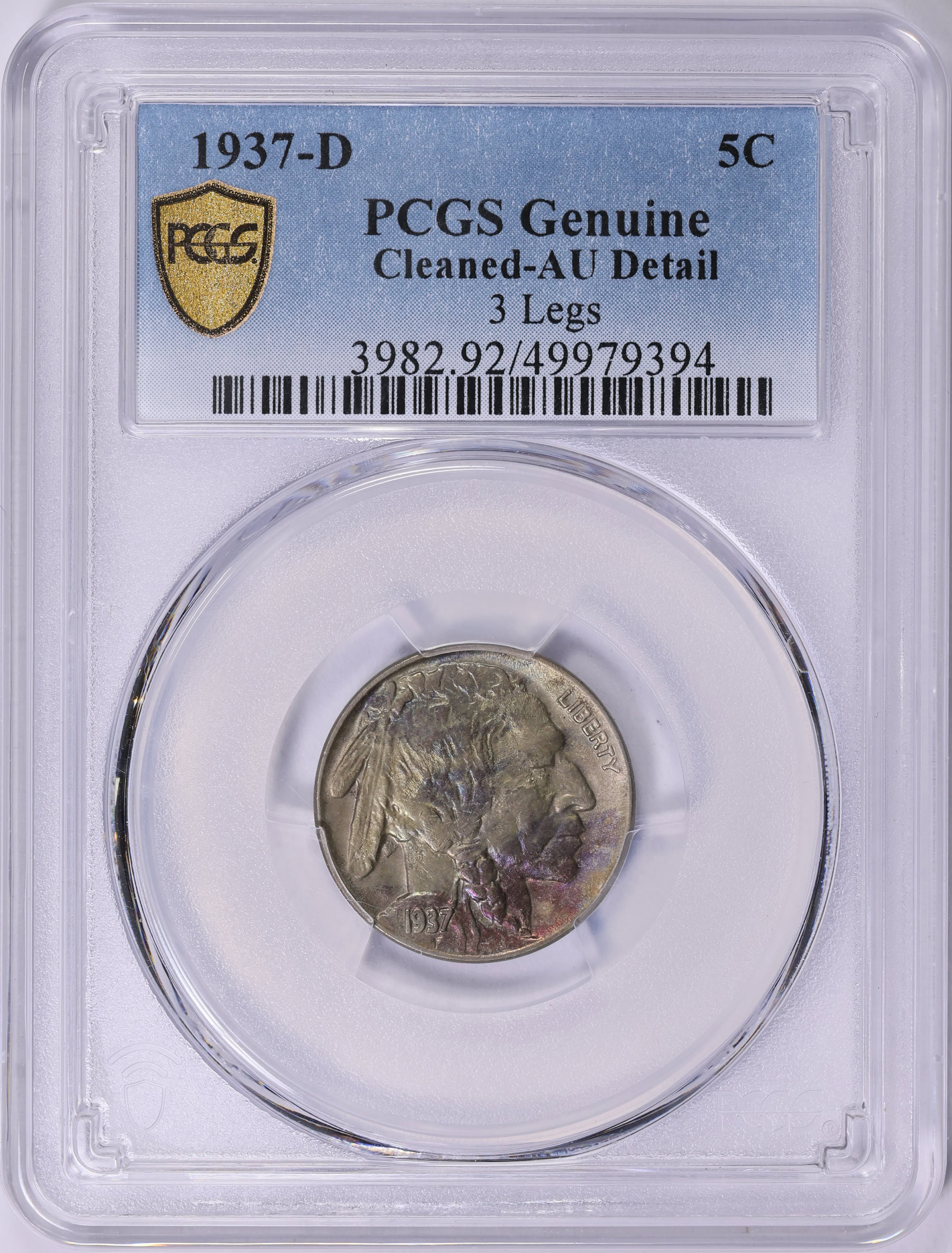 1937-D Buffalo Nickel 3 Legs PCGS Genuine AU Details (Item 1781095) | GreatCollections Coin Auctions