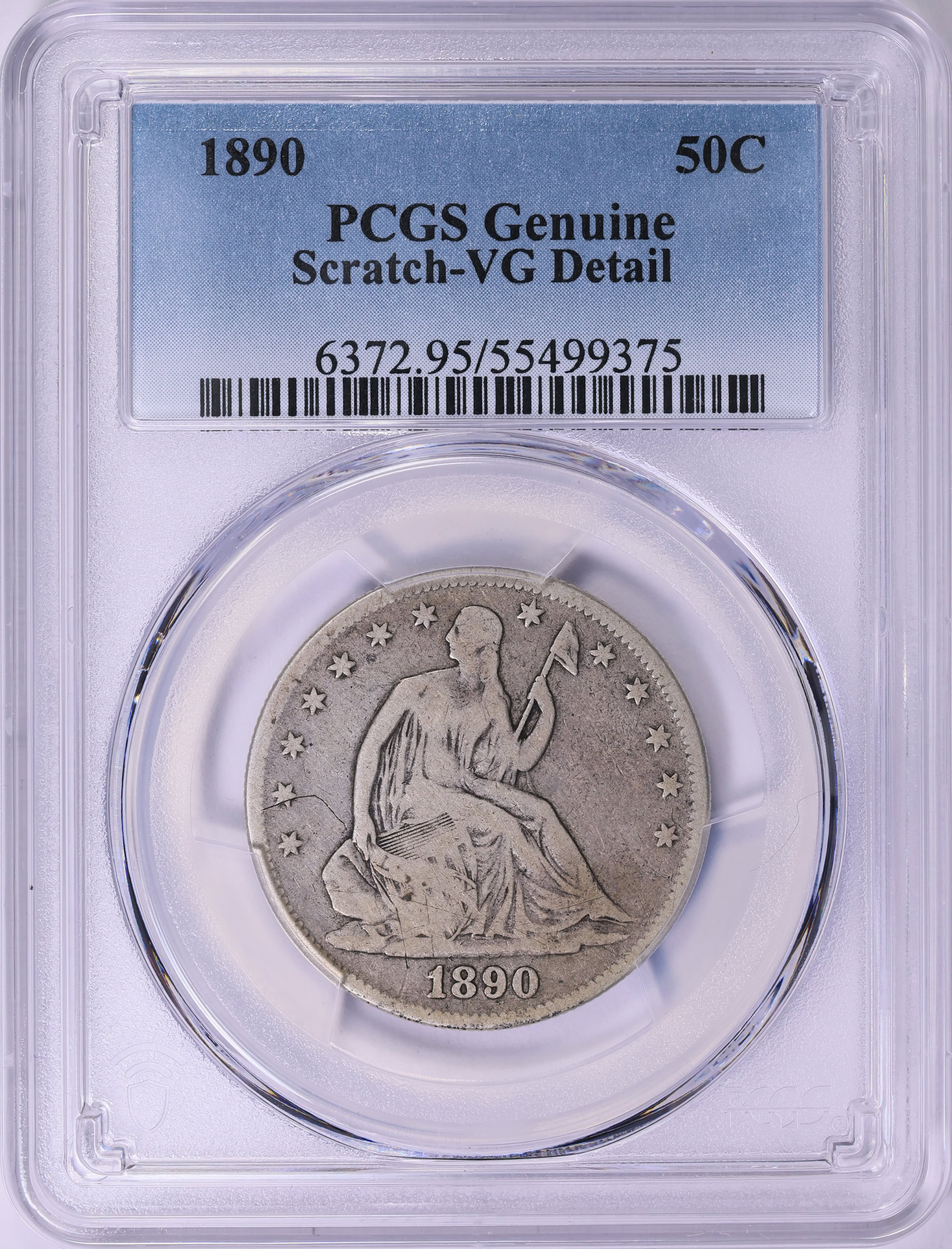 1890 Seated Liberty Half Dollar PCGS Genuine VG Details (Item 1781157) | GreatCollections Coin ...