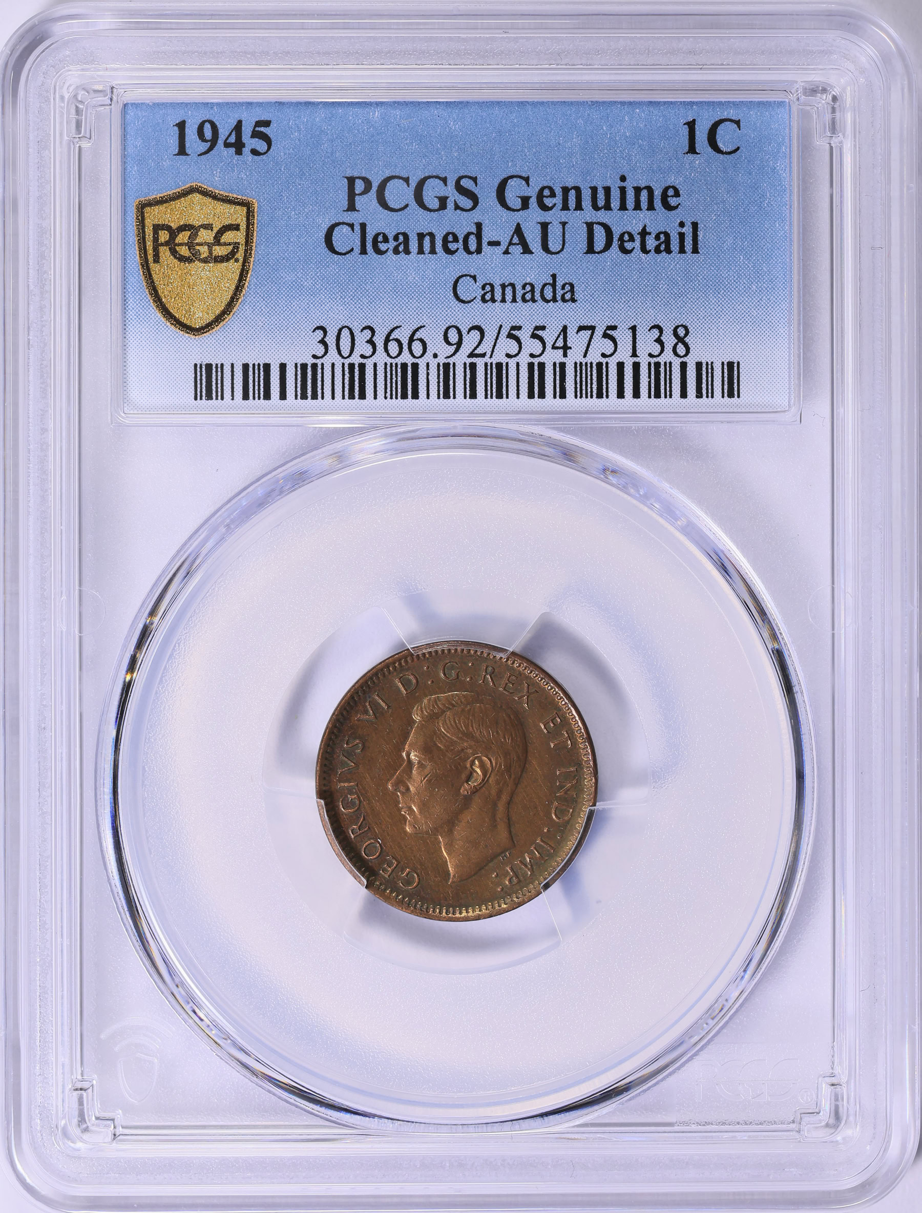 Canada 1945 Cent KM-32 PCGS Genuine AU Details (Item 1781159 ...