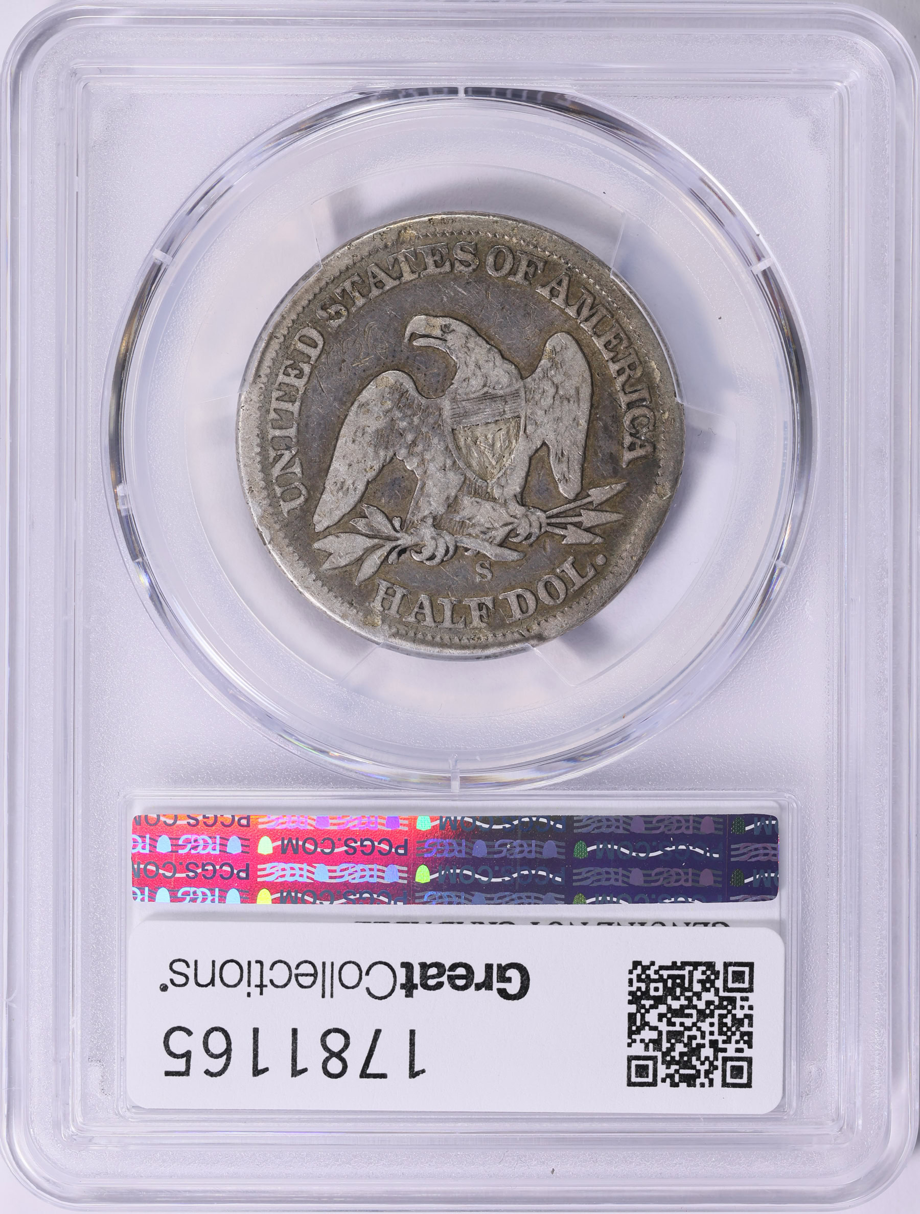 1857-S Seated Liberty Half Dollar PCGS Genuine VG Details (Item 1781165) | GreatCollections Coin ...