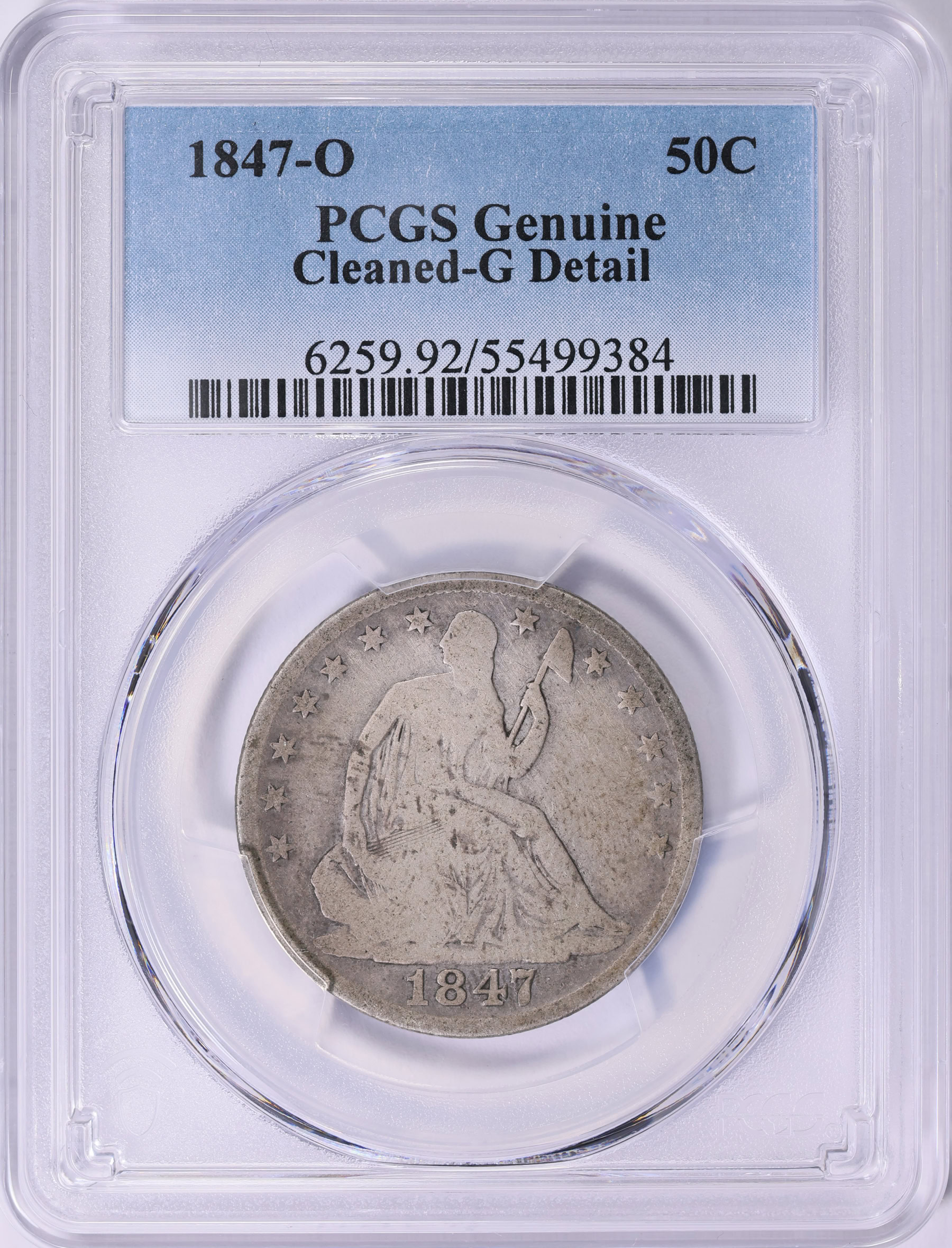 1847-O Seated Liberty Half Dollar PCGS Genuine Good Details (Item 1781199) | GreatCollections ...