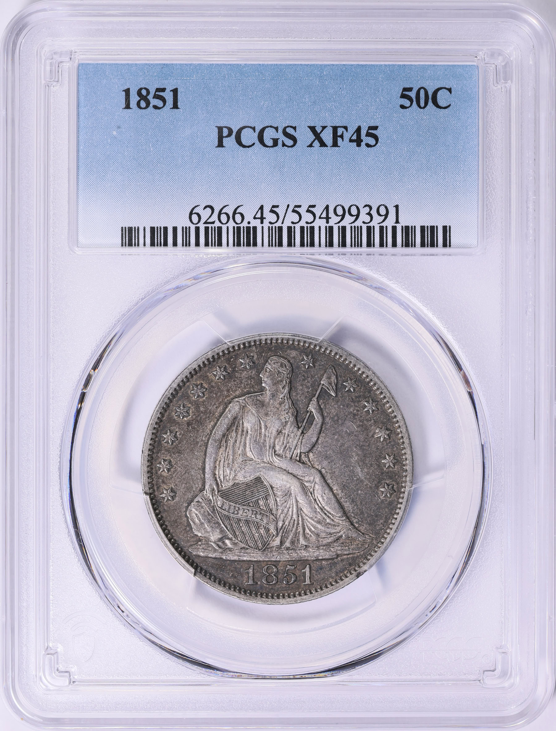 1851 Seated Liberty Half Dollar PCGS XF-45 (Item 1781206) | GreatCollections Coin Auctions
