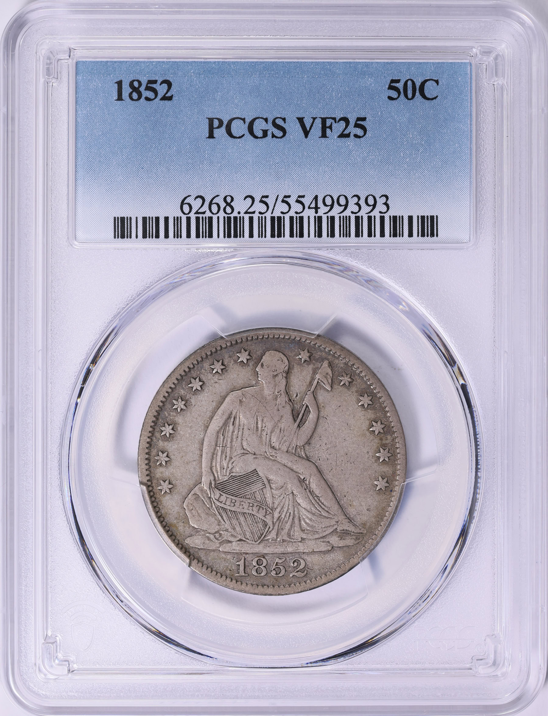 1852 Seated Liberty Half Dollar PCGS VF-25 (Item 1781208) | GreatCollections Coin Auctions