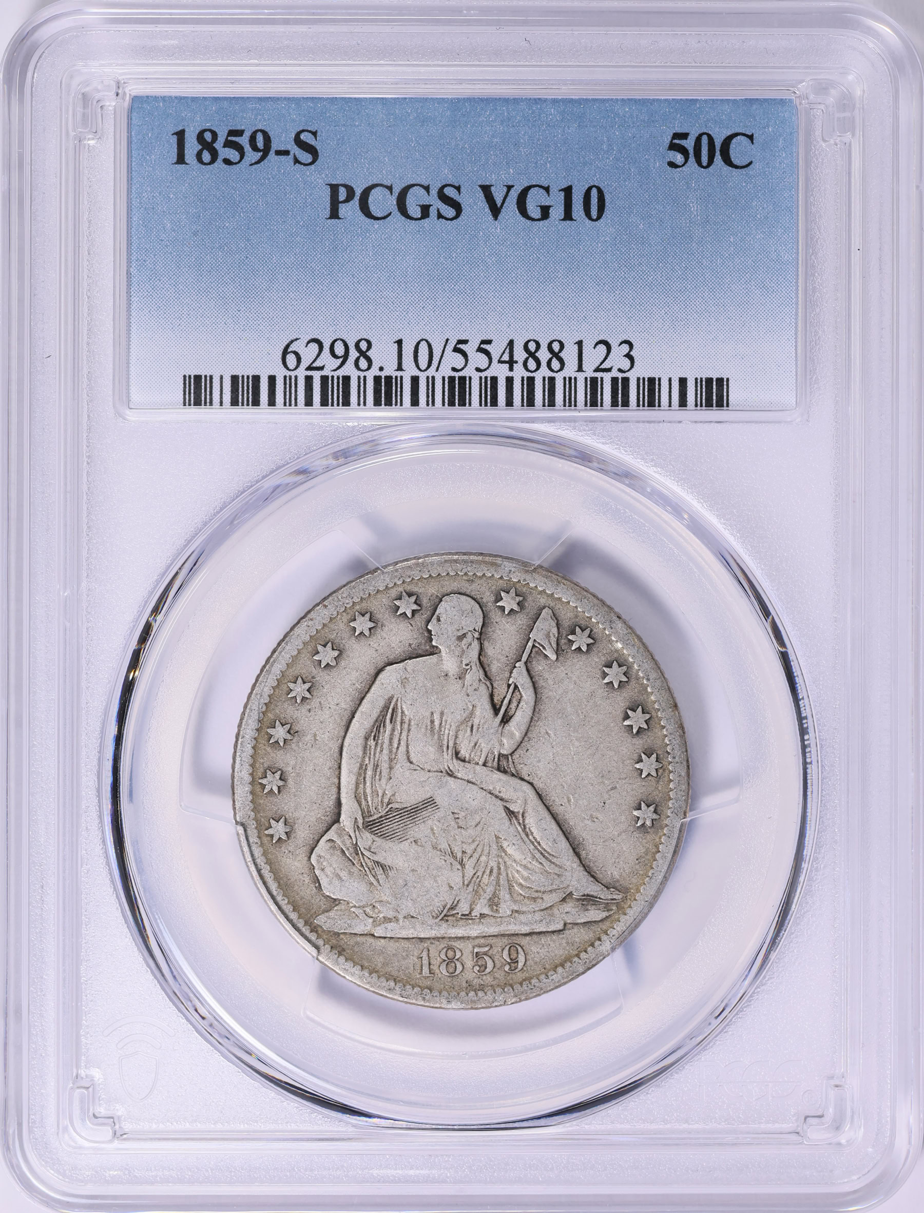 1859-S Seated Liberty Half Dollar PCGS VG-10 (Item 1781217) | GreatCollections Coin Auctions