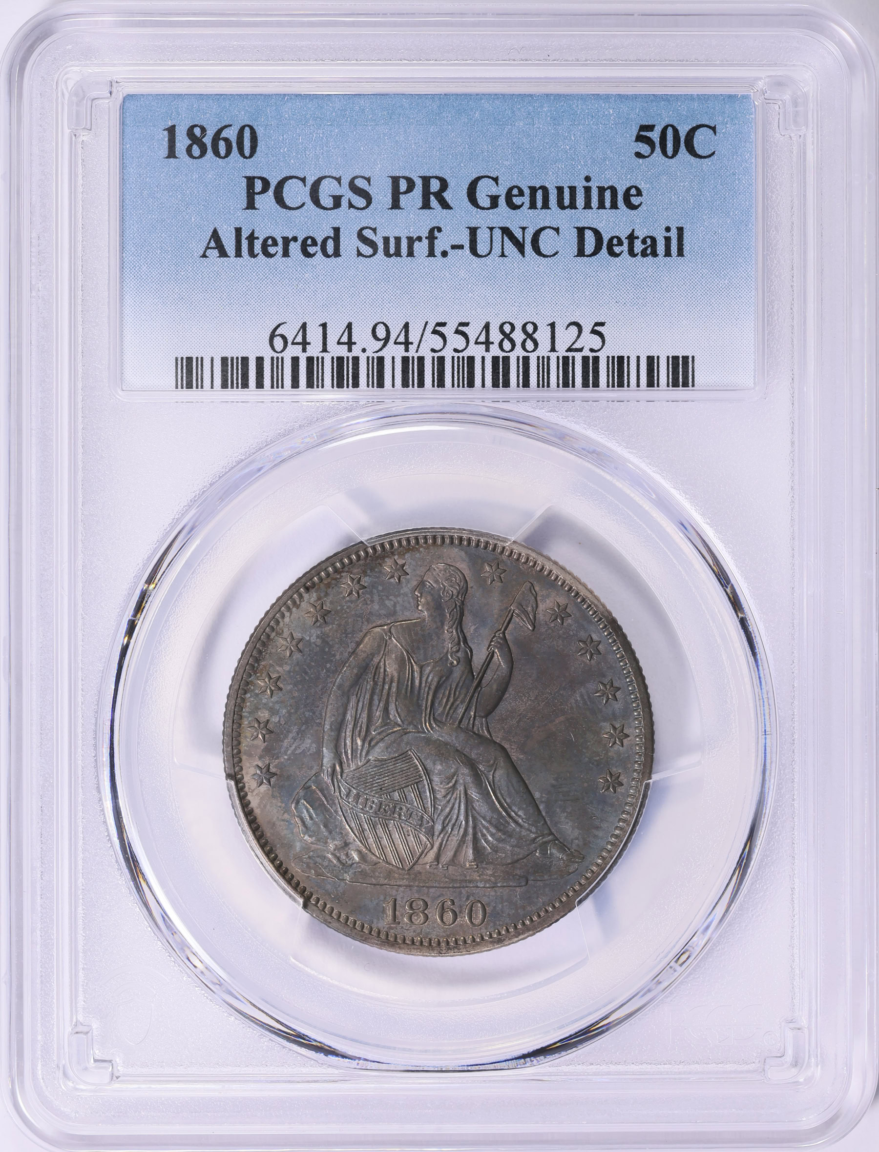 1860 Seated Liberty Half Dollar PCGS Proof Genuine Unc Details (Item 1781219) | GreatCollections ...