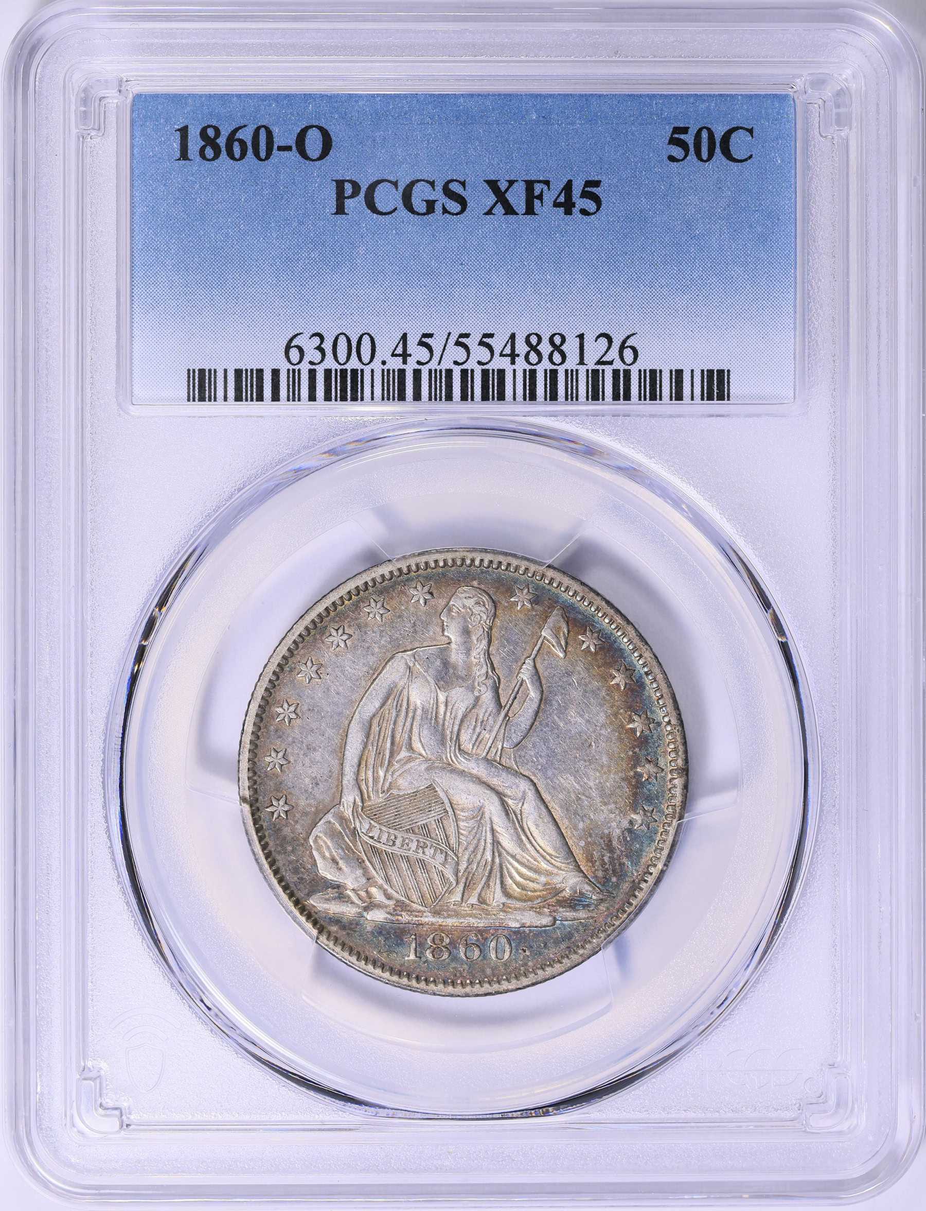 1860-O Seated Liberty Half Dollar PCGS XF-45 (Toned) (Item 1781220) | GreatCollections Coin Auctions