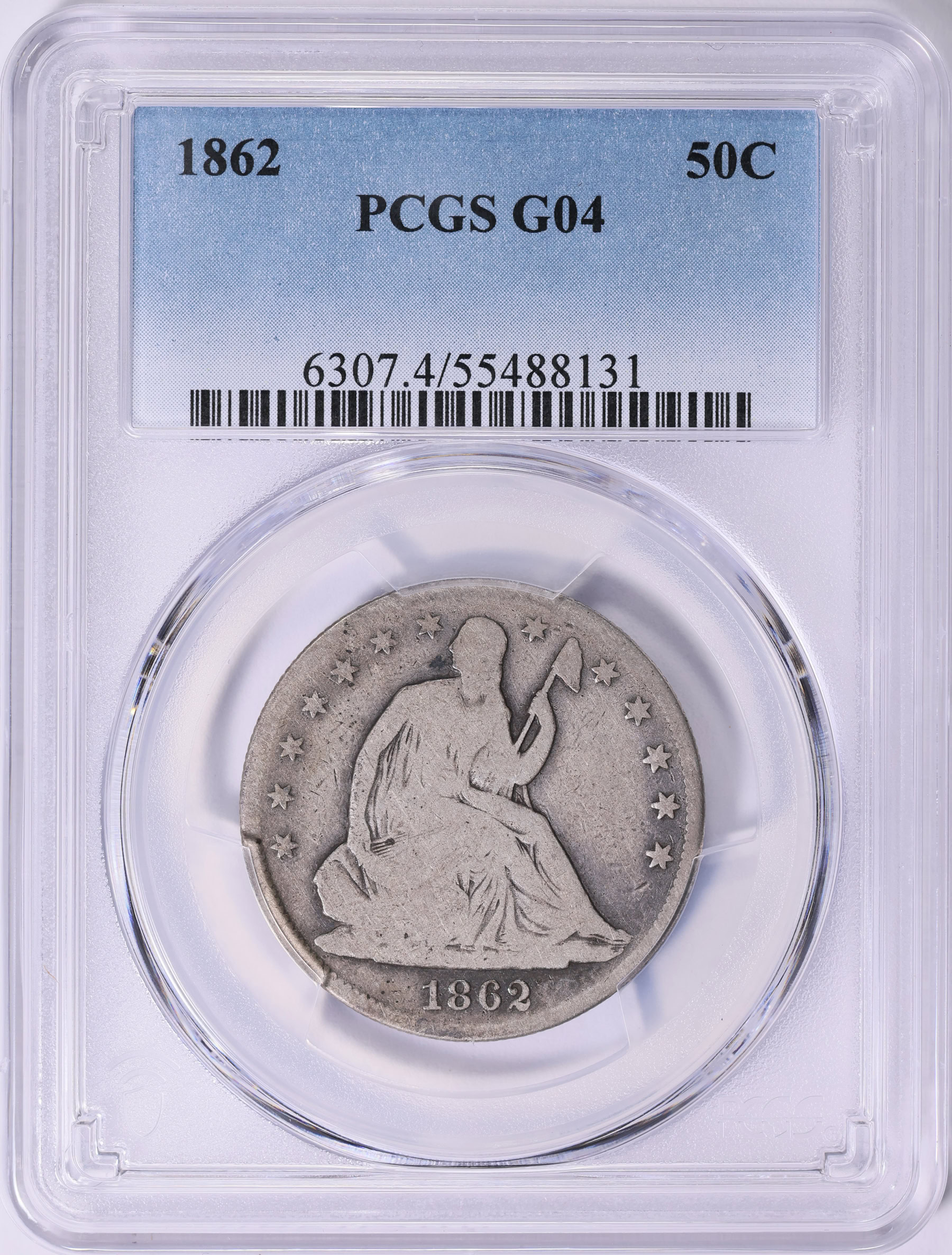 1862 Seated Liberty Half Dollar PCGS G-04 (Item 1781225) | GreatCollections Coin Auctions