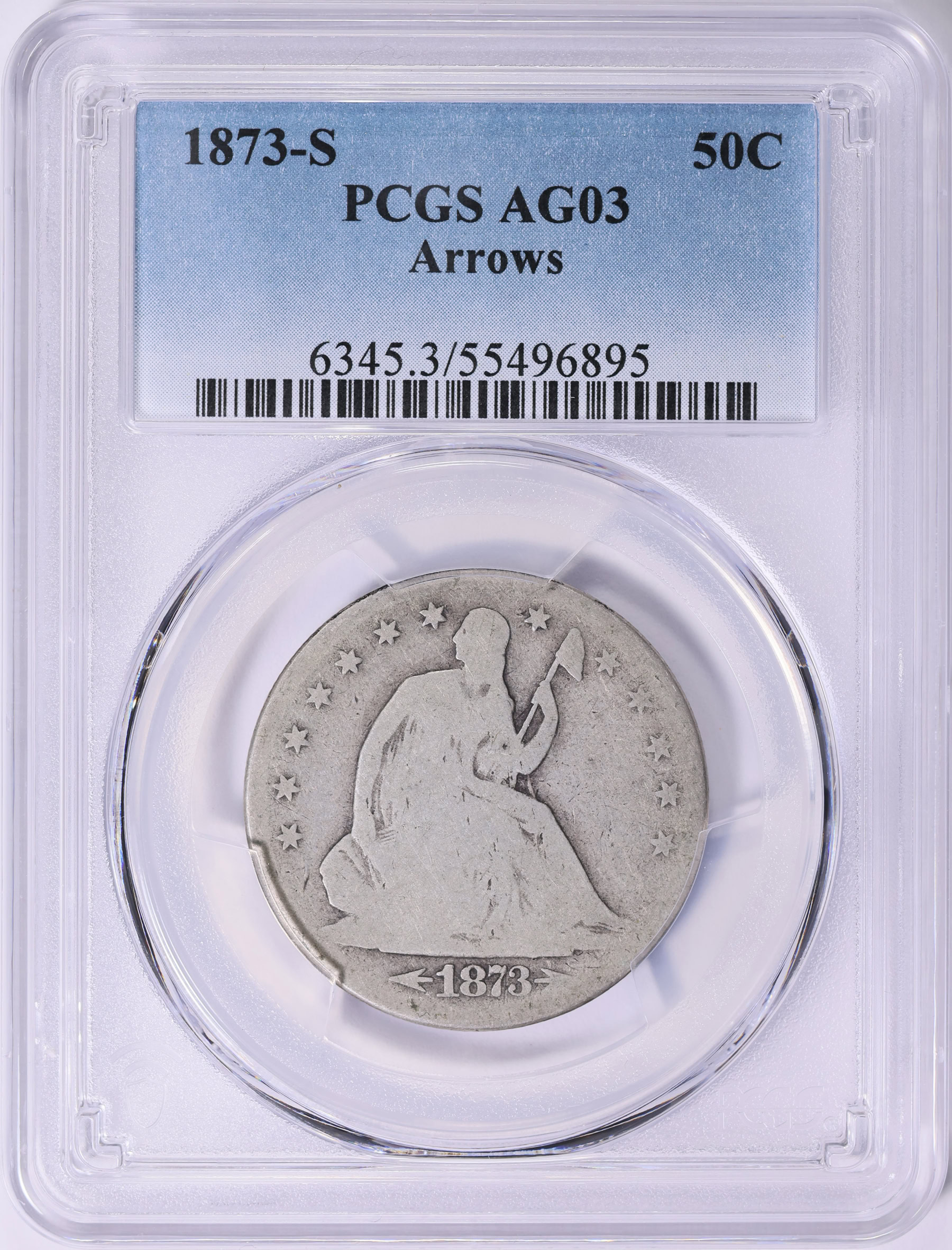 1873-S Seated Liberty Half Dollar Arrows PCGS AG-03 (Item 1781235) | GreatCollections Coin Auctions