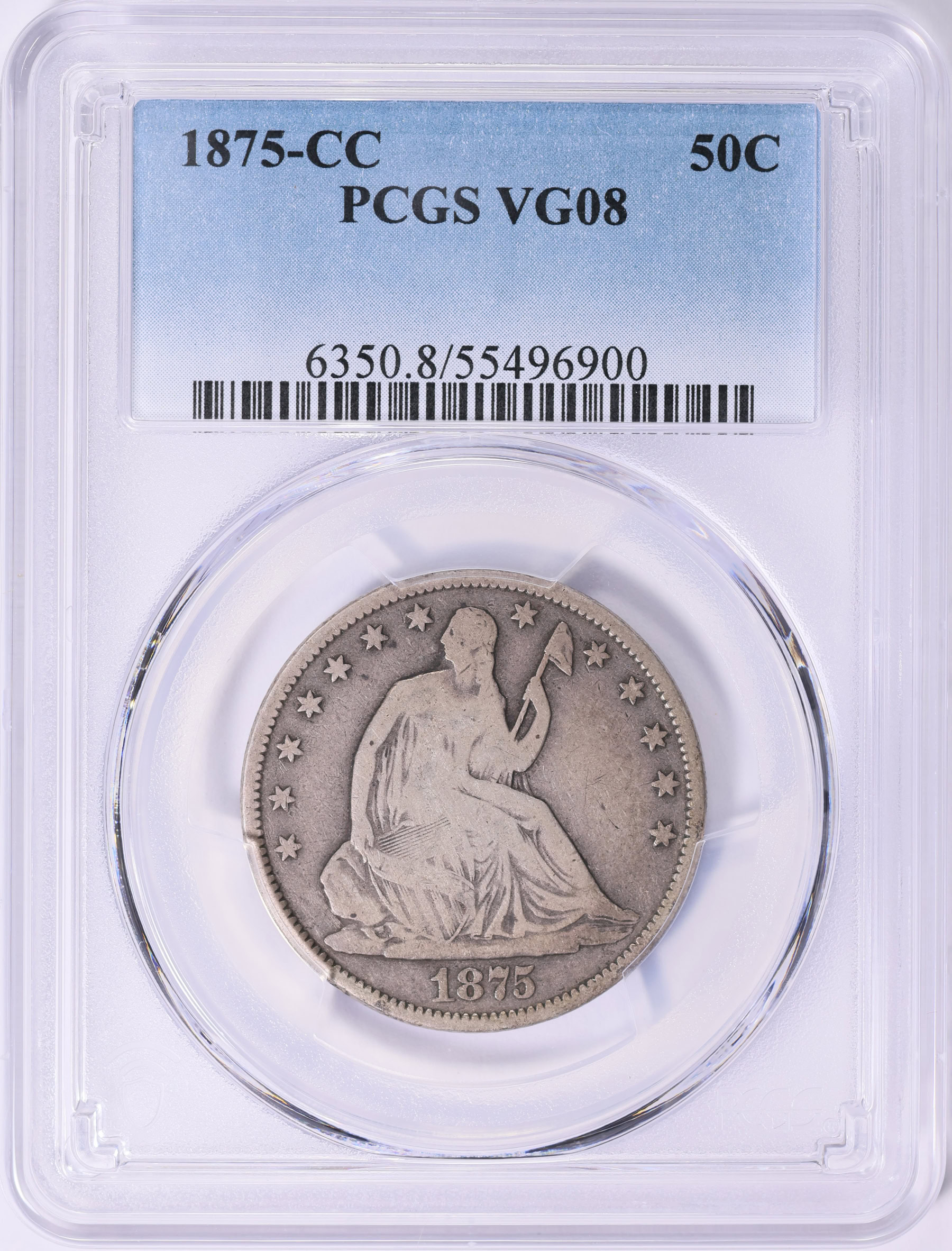 1875-CC Seated Liberty Half Dollar PCGS VG-08 (Item 1781240) | GreatCollections Coin Auctions