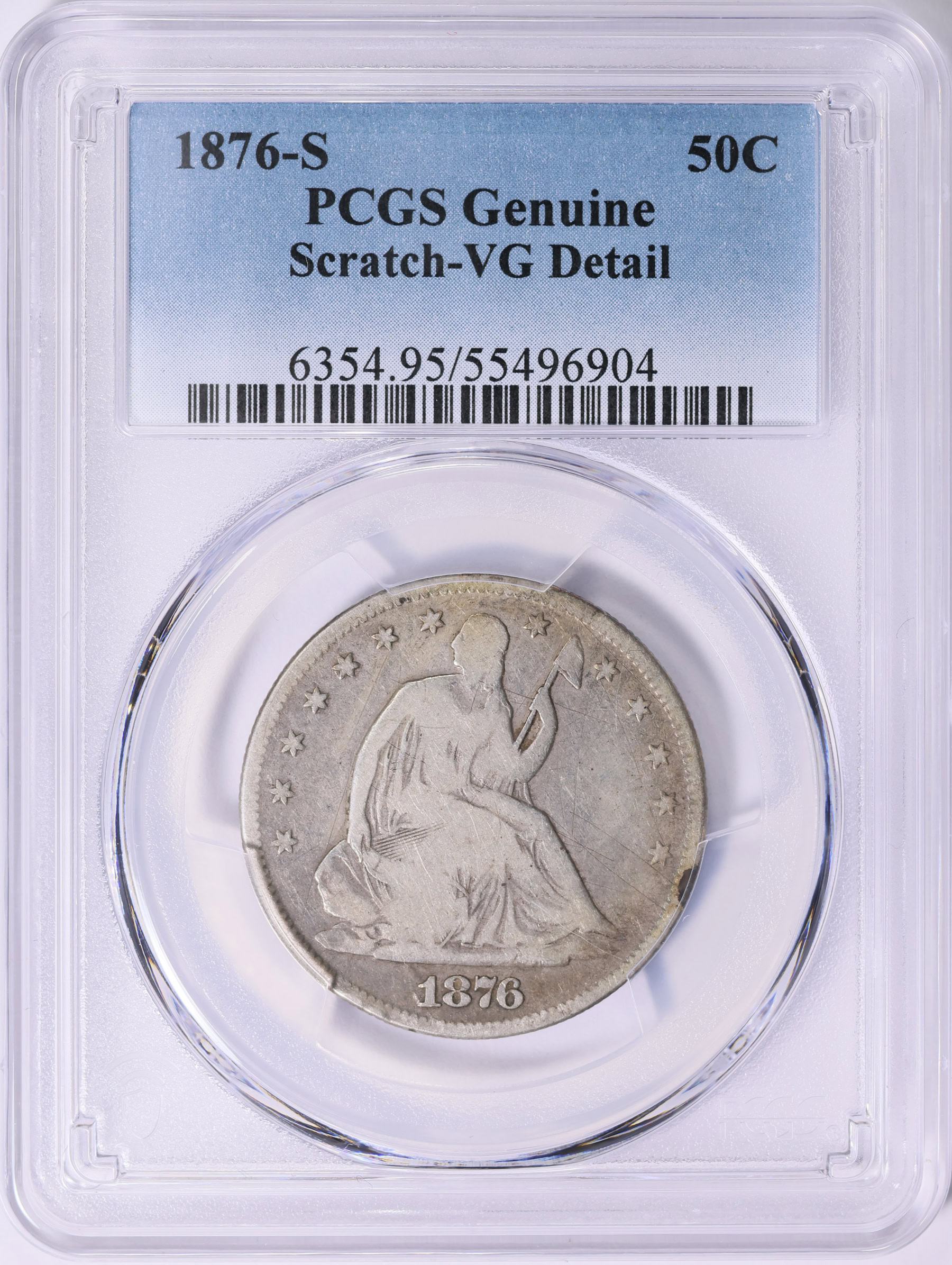 1876-S Seated Liberty Half Dollar PCGS Genuine VG Details (Item 1781244) | GreatCollections Coin ...