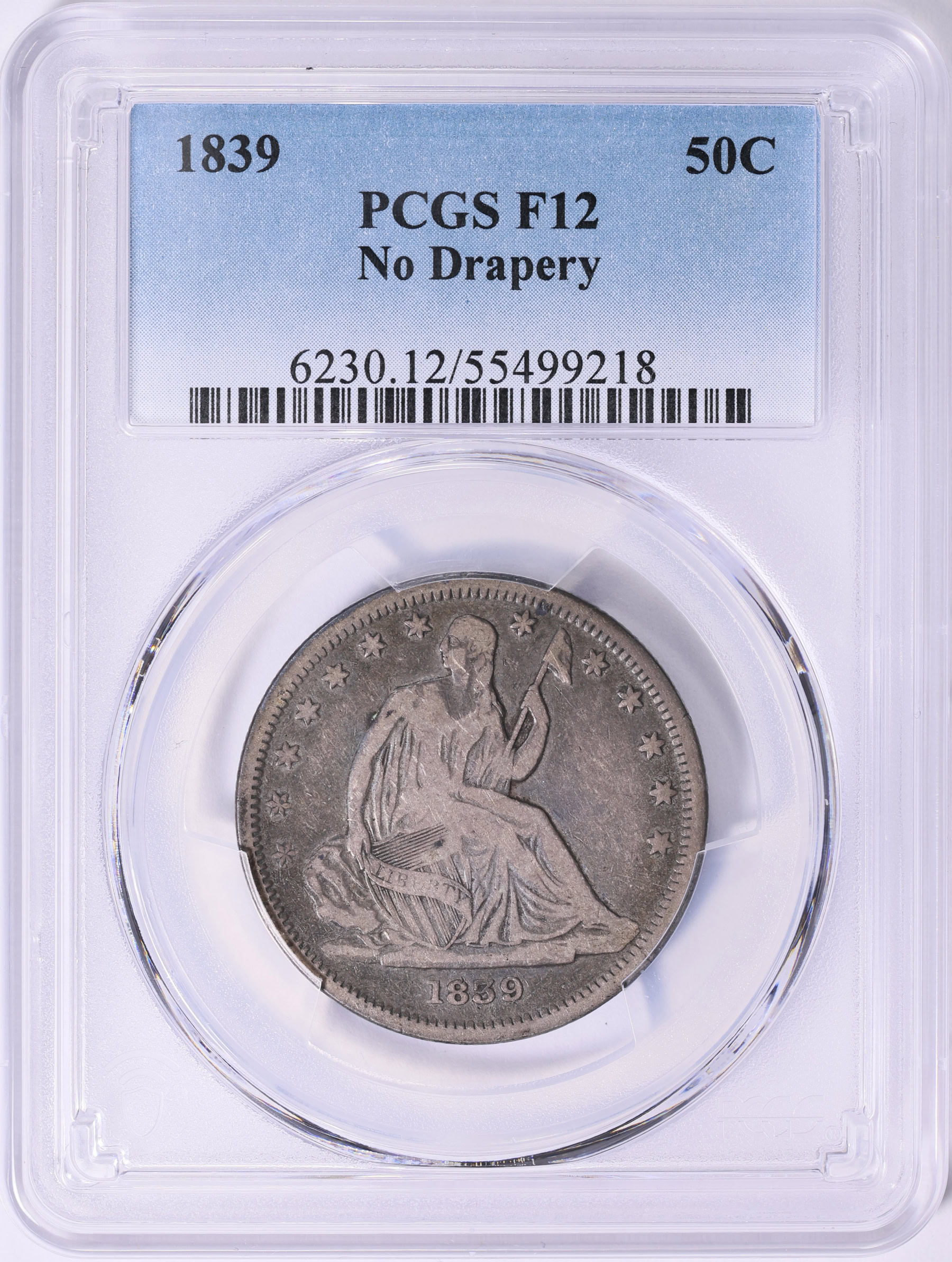 1839 Seated Liberty Half Dollar No Drapery PCGS F-12 (Toned) (Item 1781249) | GreatCollections ...