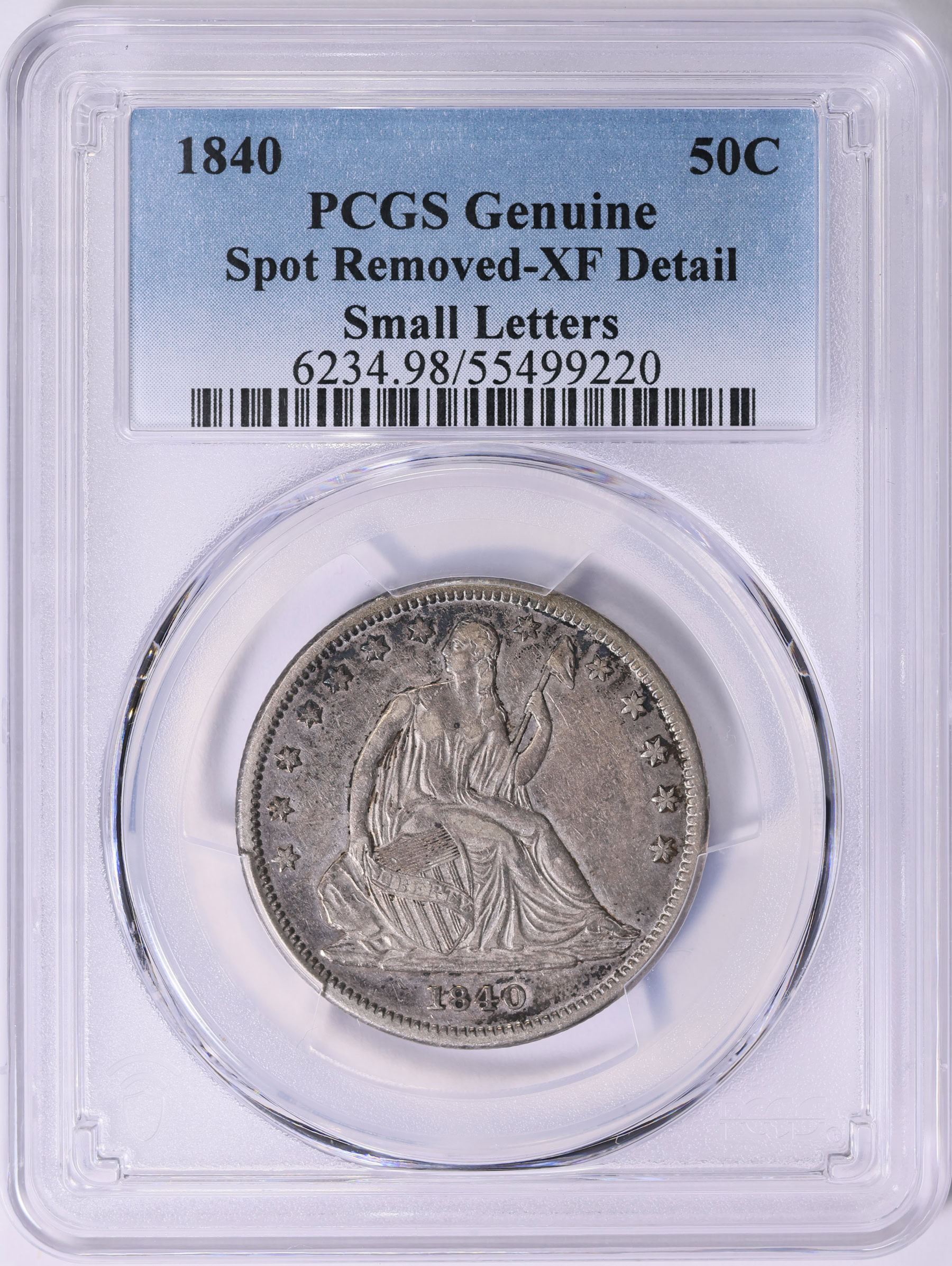 1840 Seated Liberty Half Dollar Reverse of 1839 PCGS Genuine XF Details (Item 1781251 ...