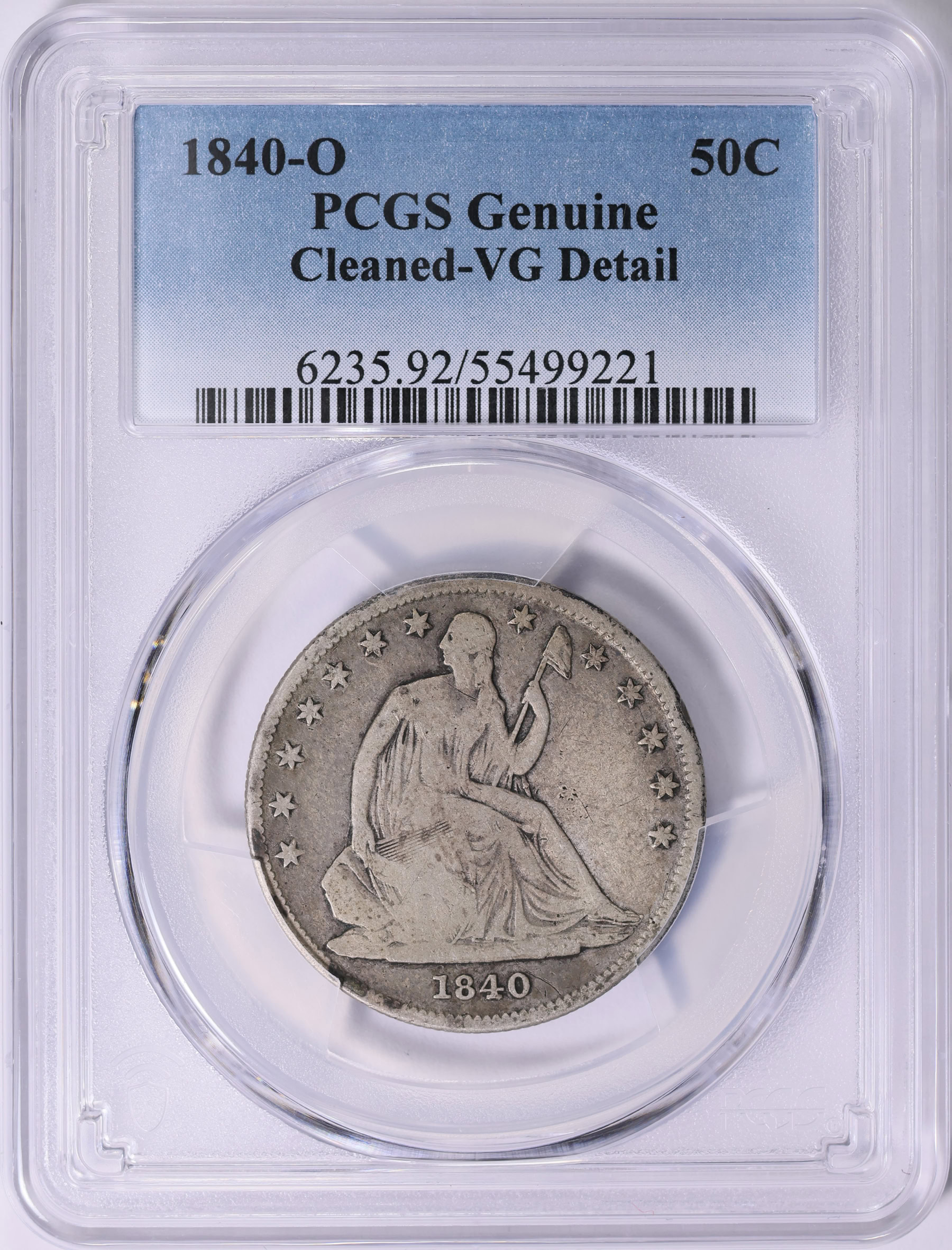 1840-O Seated Liberty Half Dollar PCGS Genuine VG Details (Item 1781252) | GreatCollections Coin ...