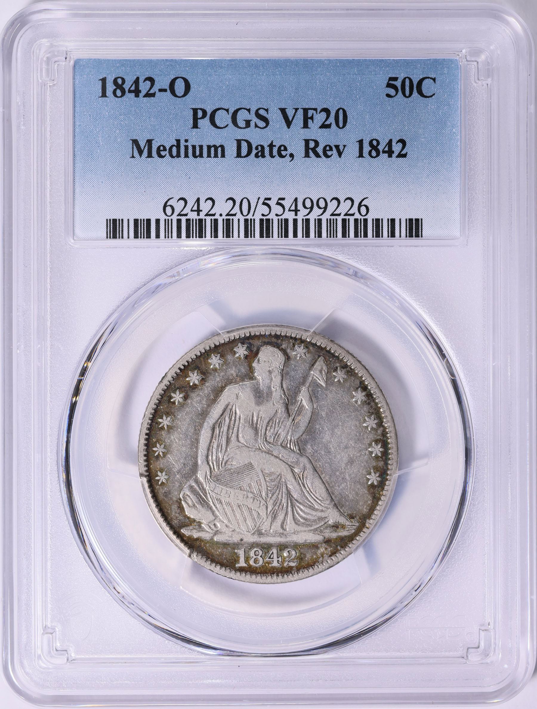 1842-O Seated Liberty Half Dollar Medium Date, Reverse of 1842 PCGS VF-20 (Toned) (Item 1781257 ...