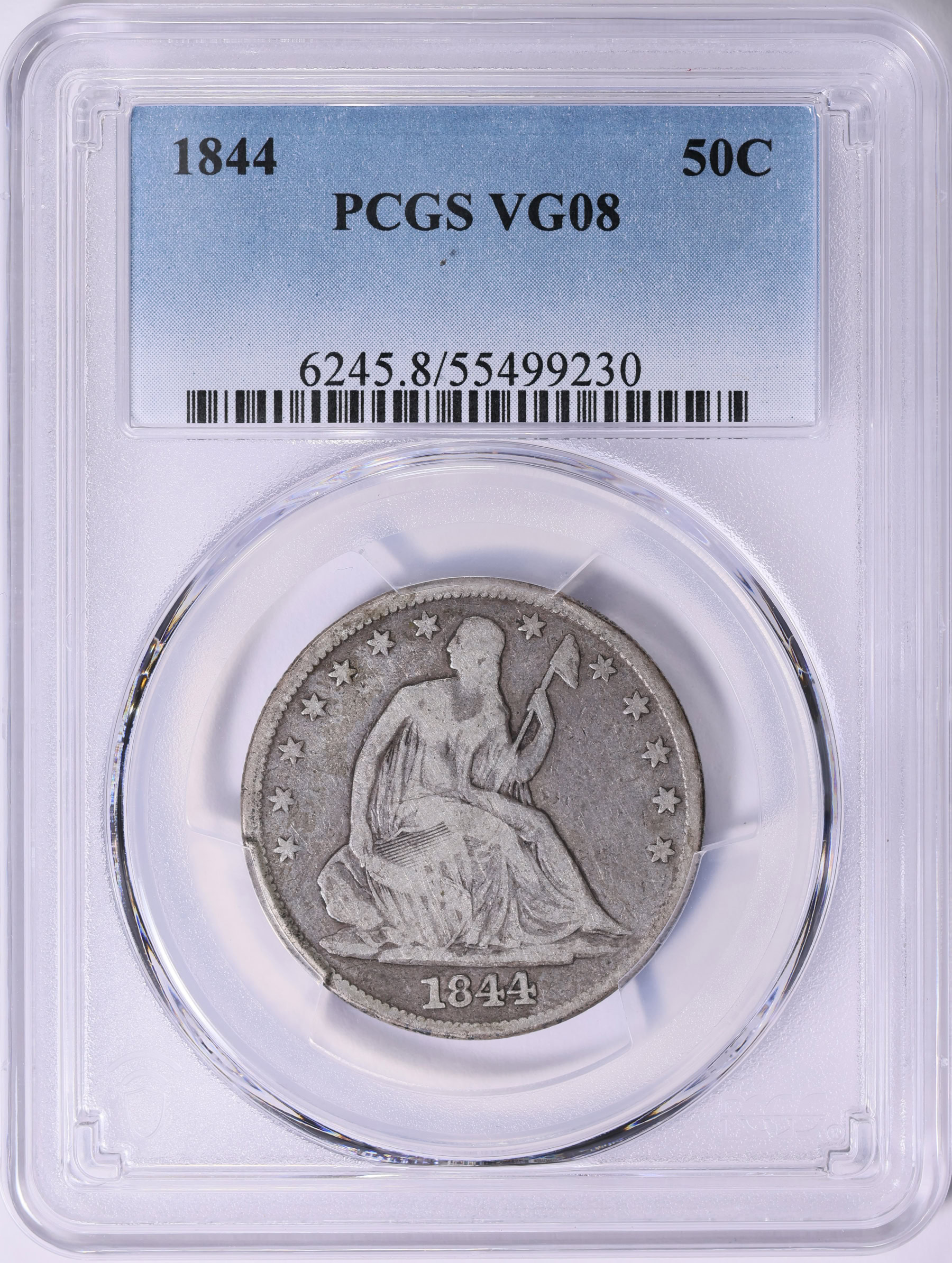 1844 Seated Liberty Half Dollar PCGS VG-08 (Item 1781261) | GreatCollections Coin Auctions