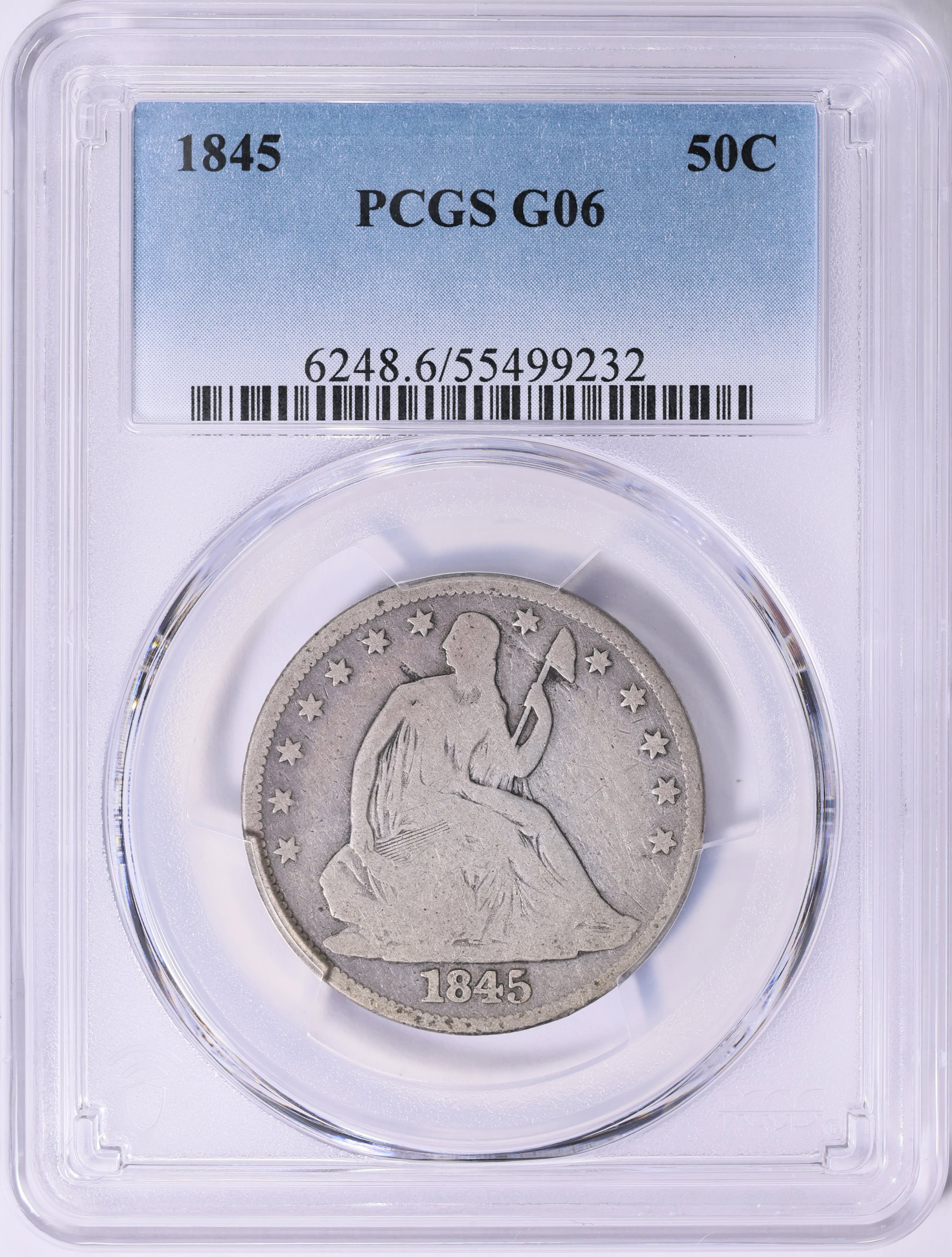 1845 Seated Liberty Half Dollar PCGS G-06 (Item 1781263) | GreatCollections Coin Auctions