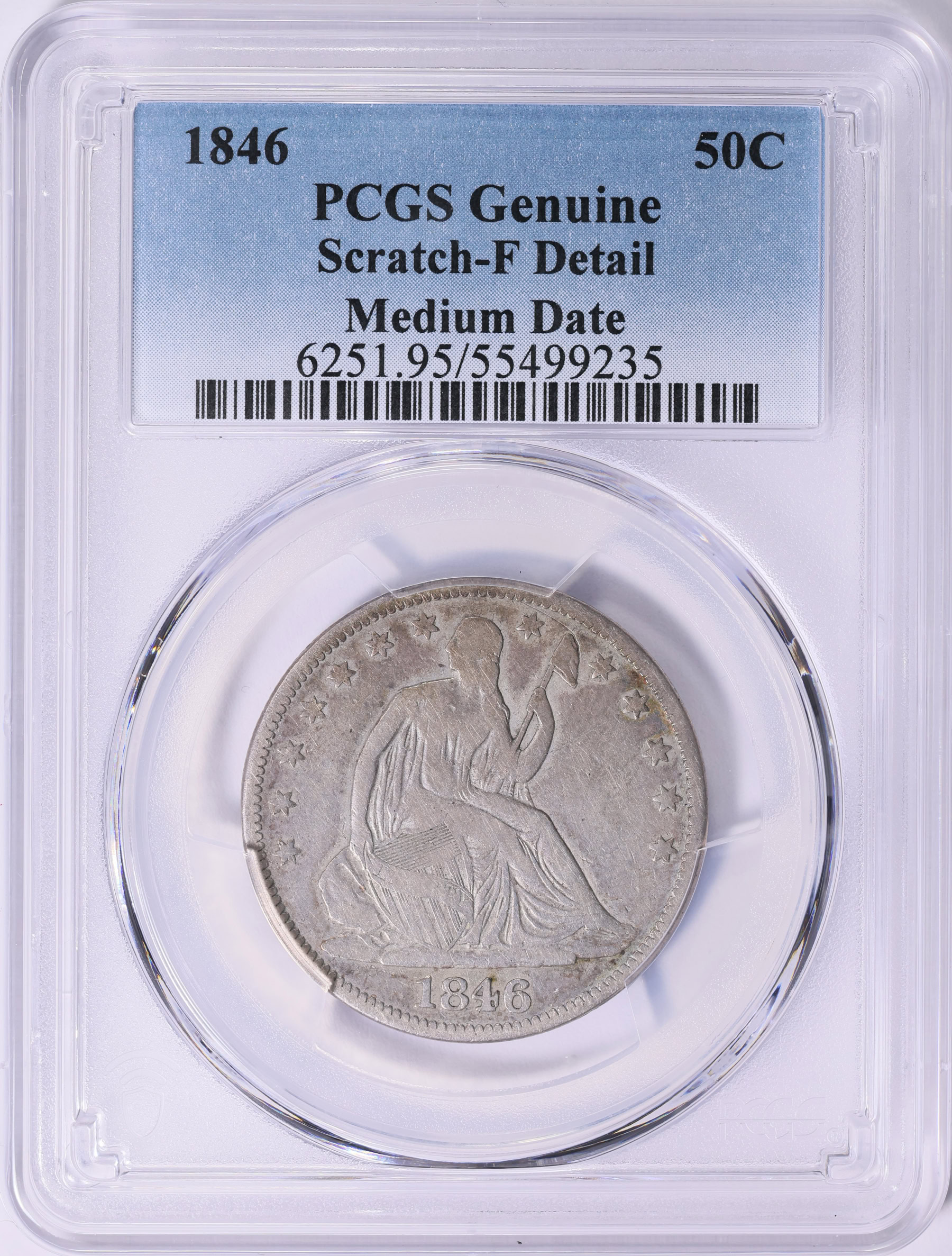 1846 Seated Liberty Half Dollar Medium Date PCGS Genuine Fine Details (Item 1781266 ...