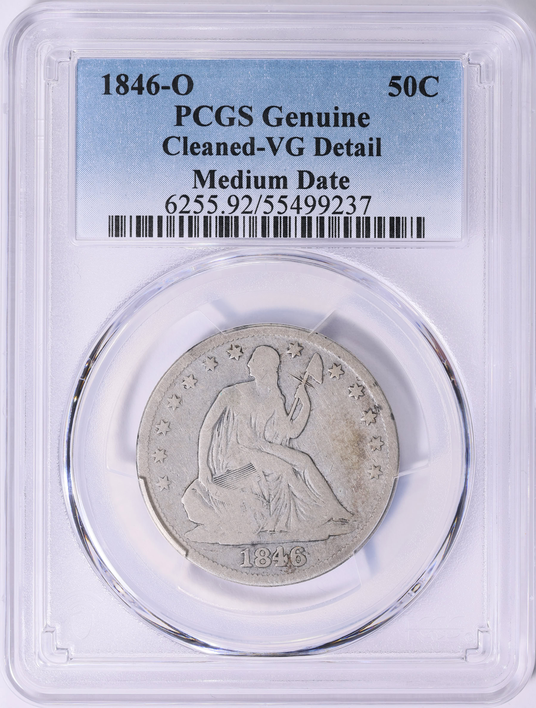 1846-O Seated Liberty Half Dollar Medium Date PCGS Genuine VG Details (Item 1781268 ...