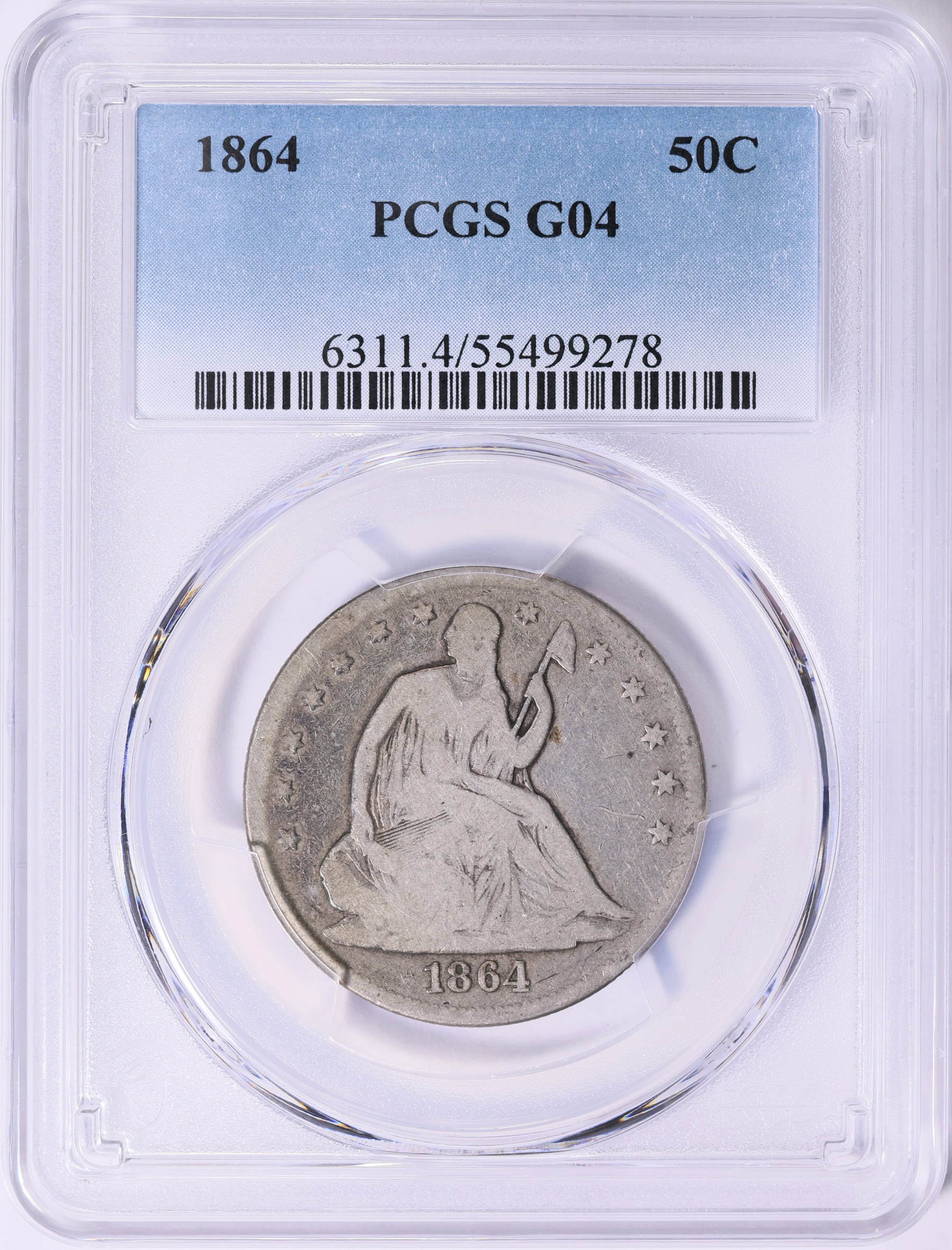 1864 Seated Liberty Half Dollar PCGS G-04 (Item 1781269) | GreatCollections Coin Auctions