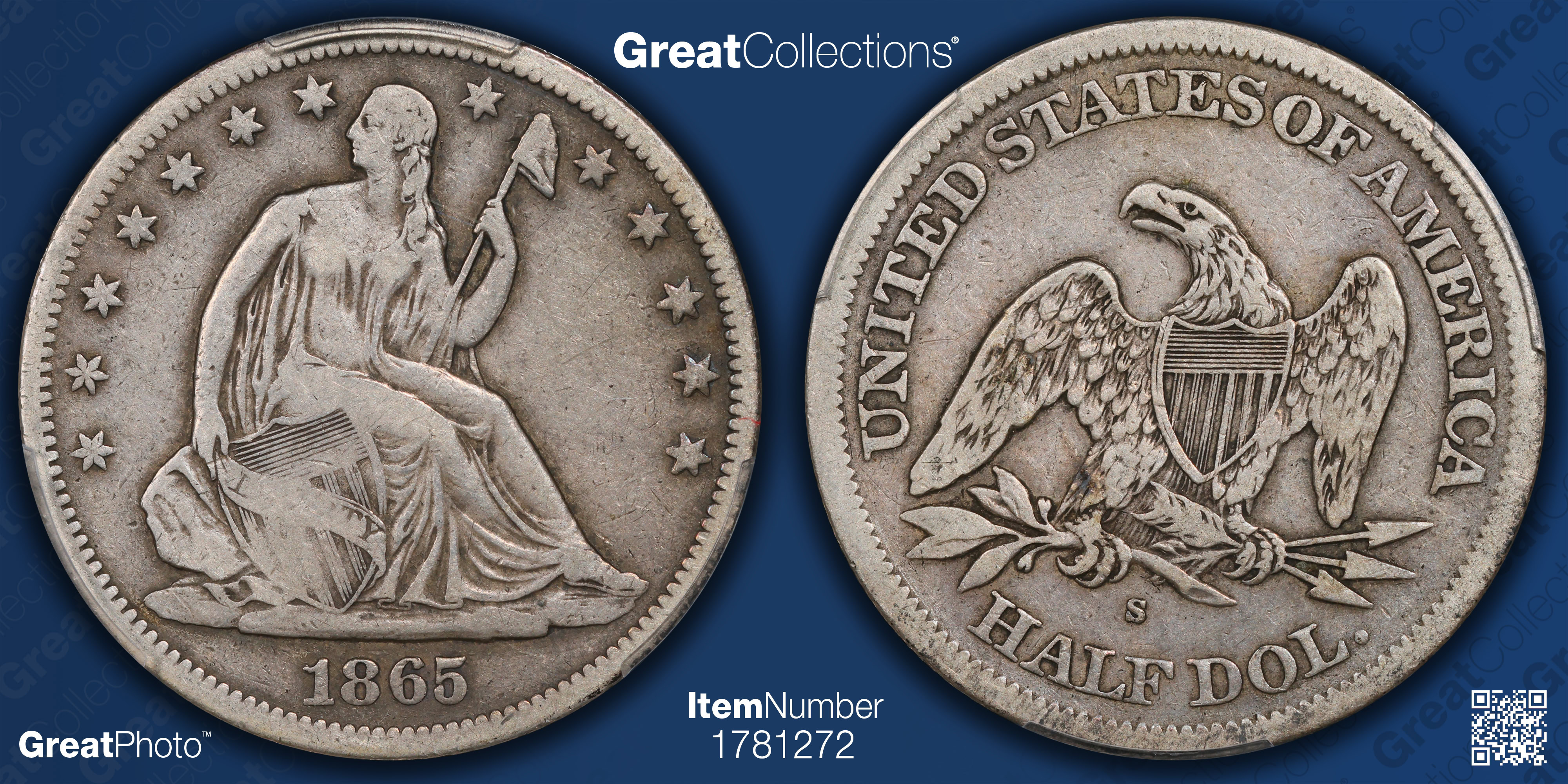 1865-S Seated Liberty Half Dollar PCGS F-15 (Item 1781272 ...
