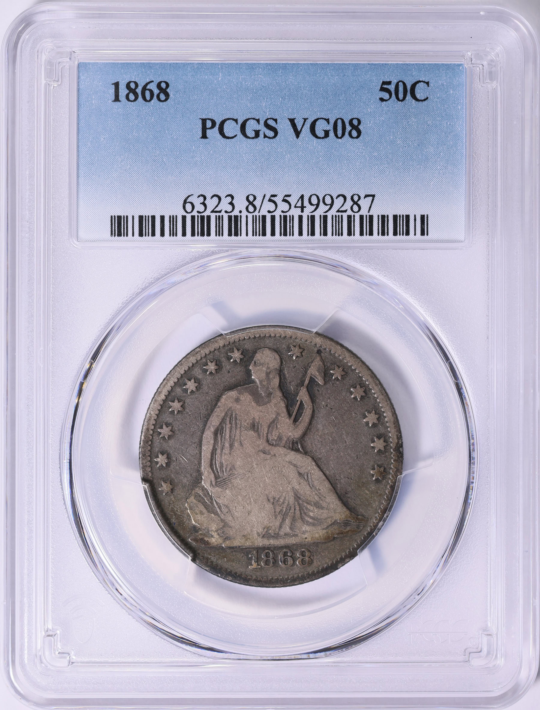 1868 Seated Liberty Half Dollar PCGS VG-08 (Item 1781278) | GreatCollections Coin Auctions