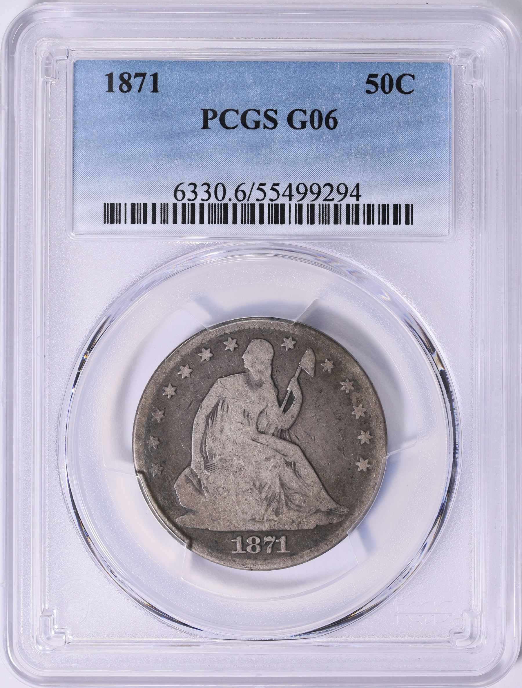 1871 Seated Liberty Half Dollar PCGS G-06 (Item 1781285) | GreatCollections Coin Auctions