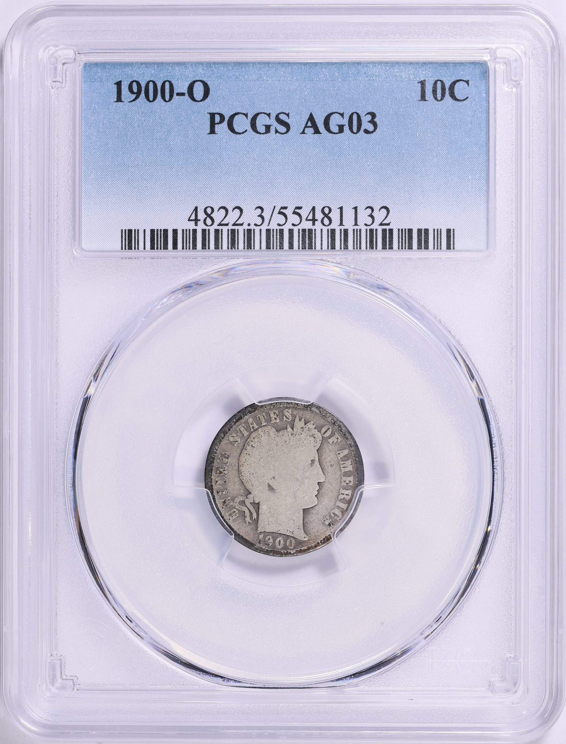 1900-O Barber Dime PCGS AG-03 (Item 1781290) | GreatCollections Coin Auctions