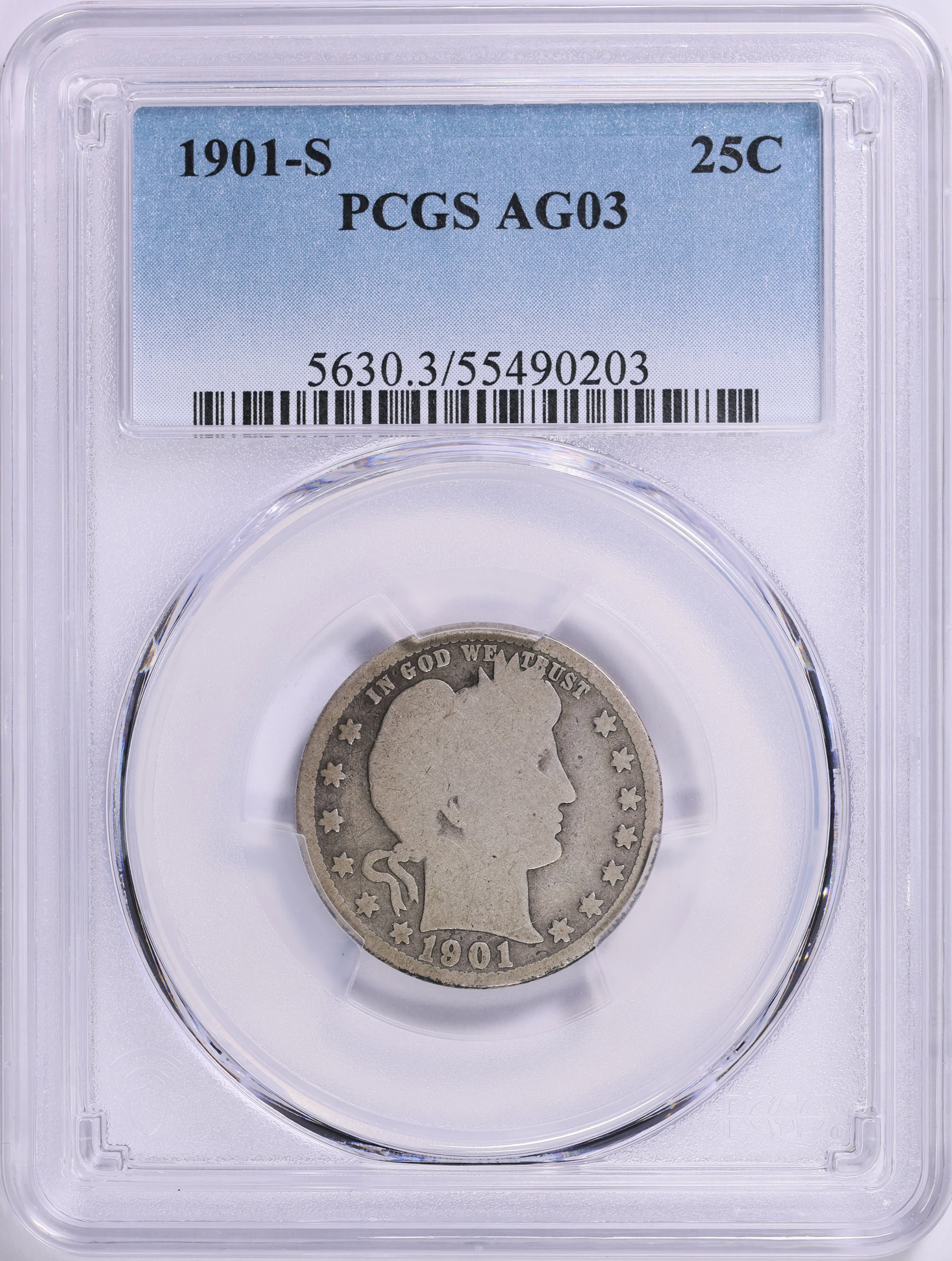 1901-S Barber Quarter PCGS AG-03 (Item 1781336) | GreatCollections Coin Auctions
