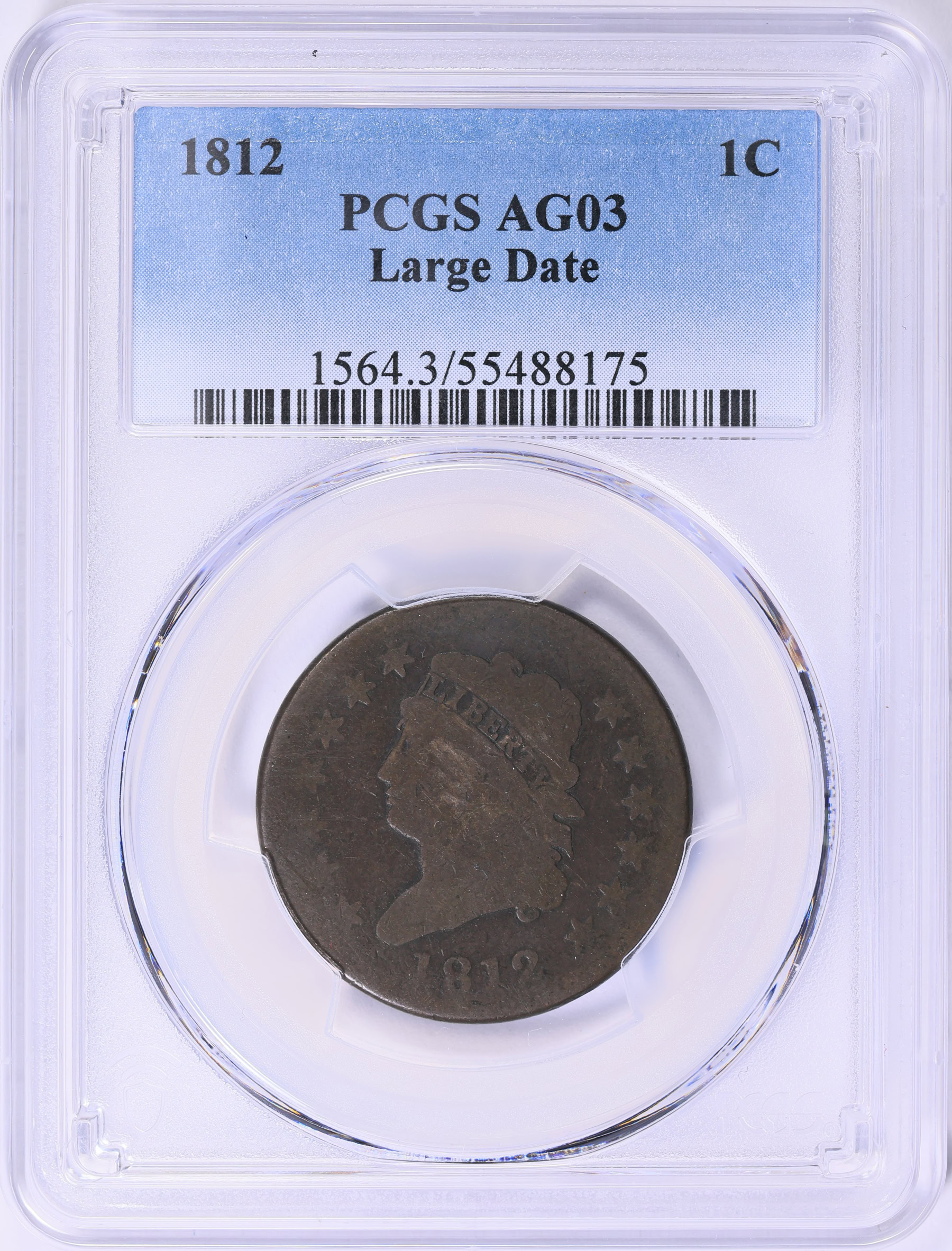 1812 Classic Cent Large Date PCGS AG-03 BN (Item 1781353) | GreatCollections Coin Auctions