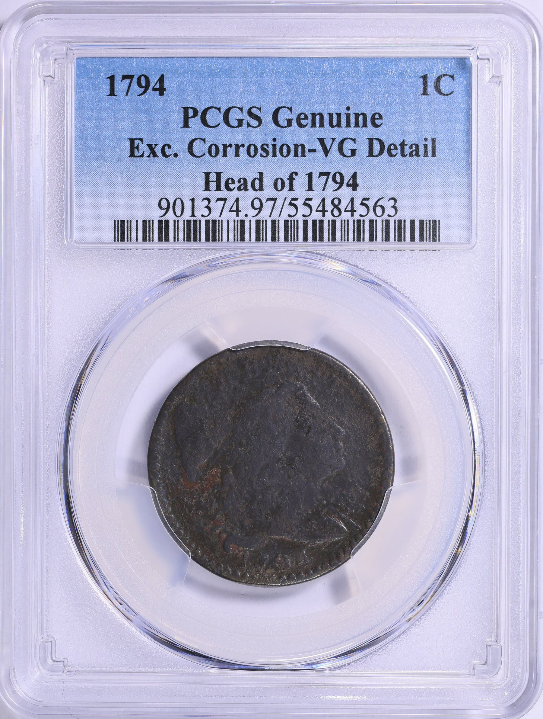 1794 Liberty Cap Cent Head of 1794 PCGS Genuine VG Details (Item ...