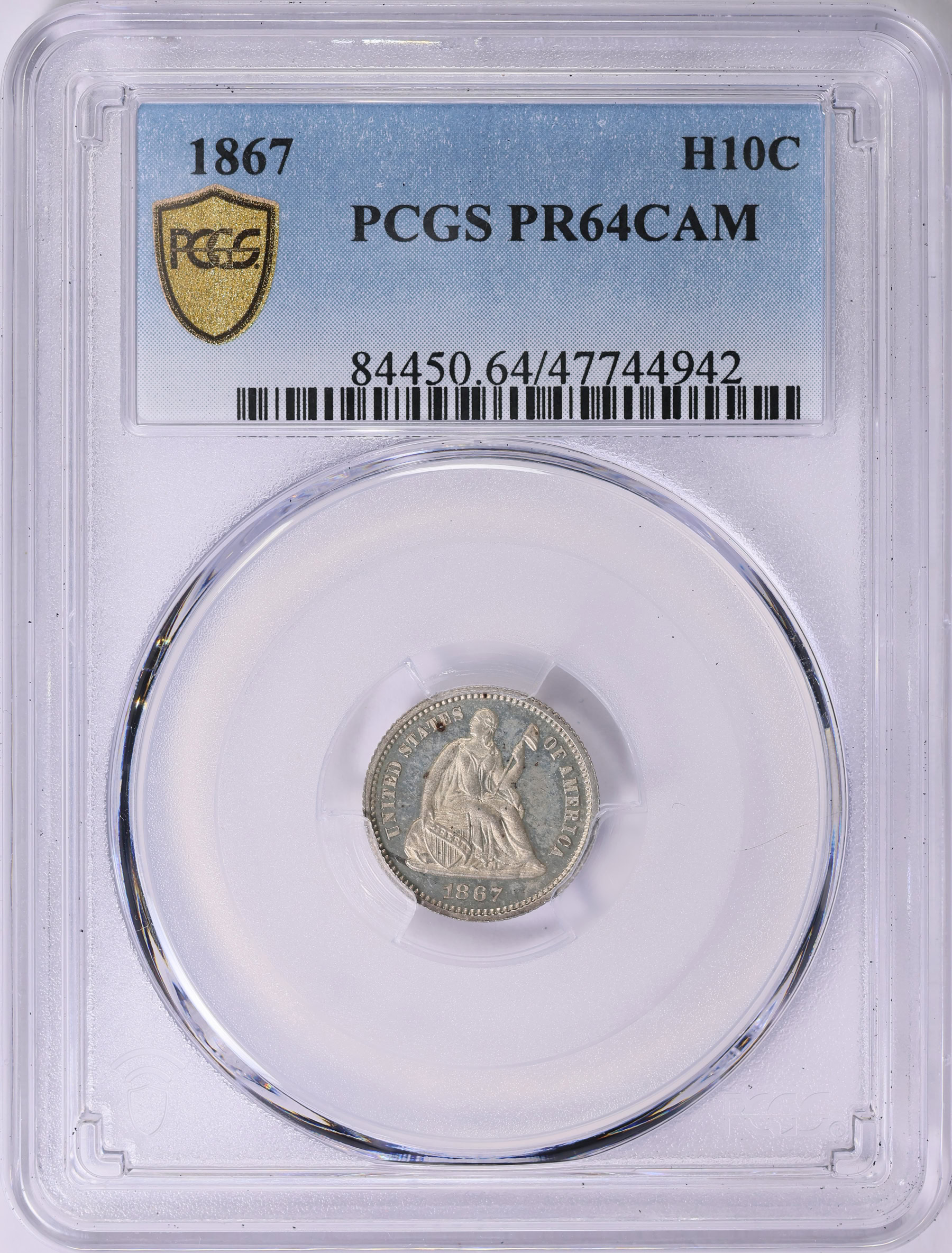 1867 Seated Liberty Half Dime PCGS Proof-64 CAMEO (Item 1781451) | GreatCollections Coin Auctions