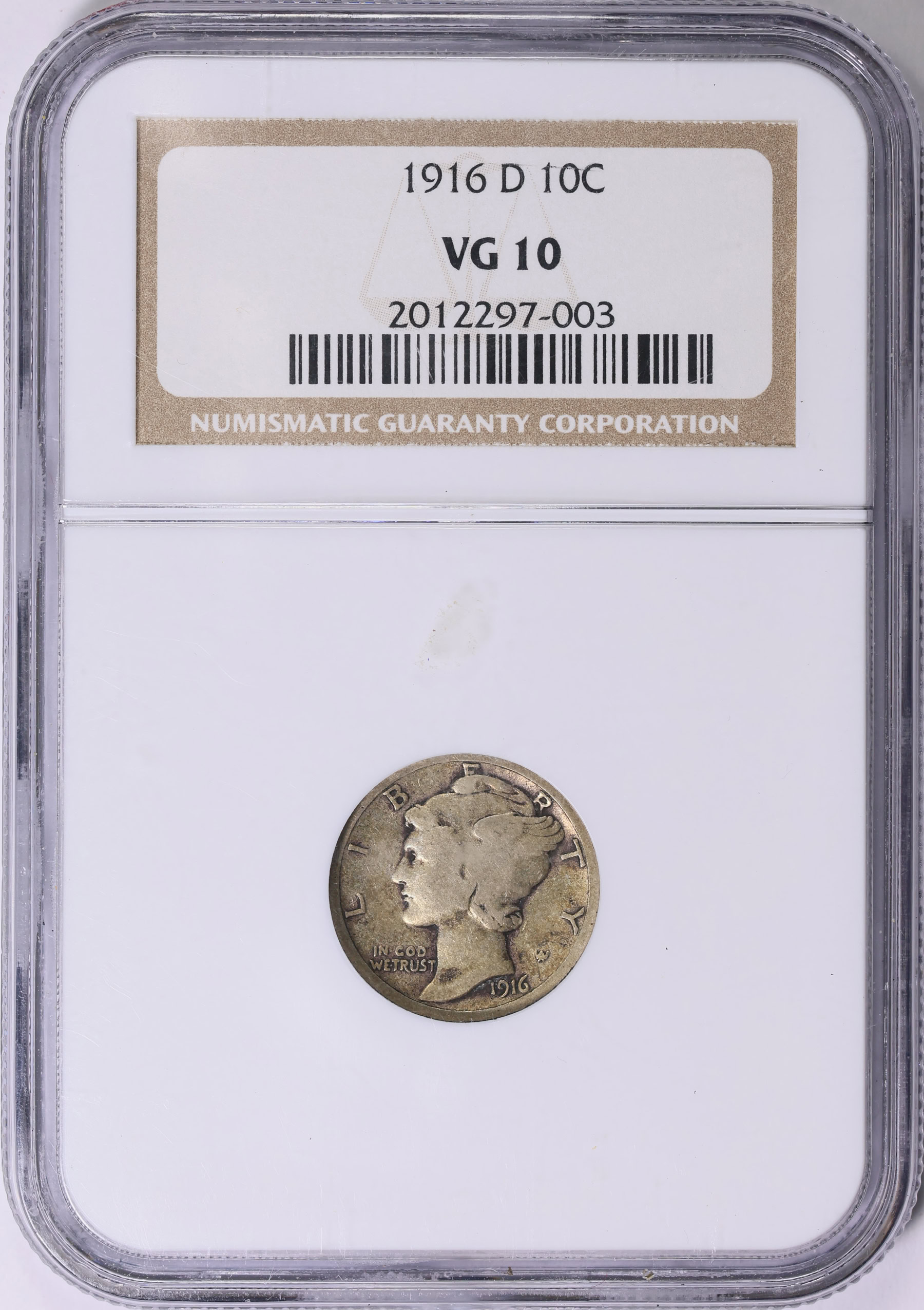 1916-D Mercury Dime NGC VG-10 (Item 1781452) | GreatCollections Coin Auctions