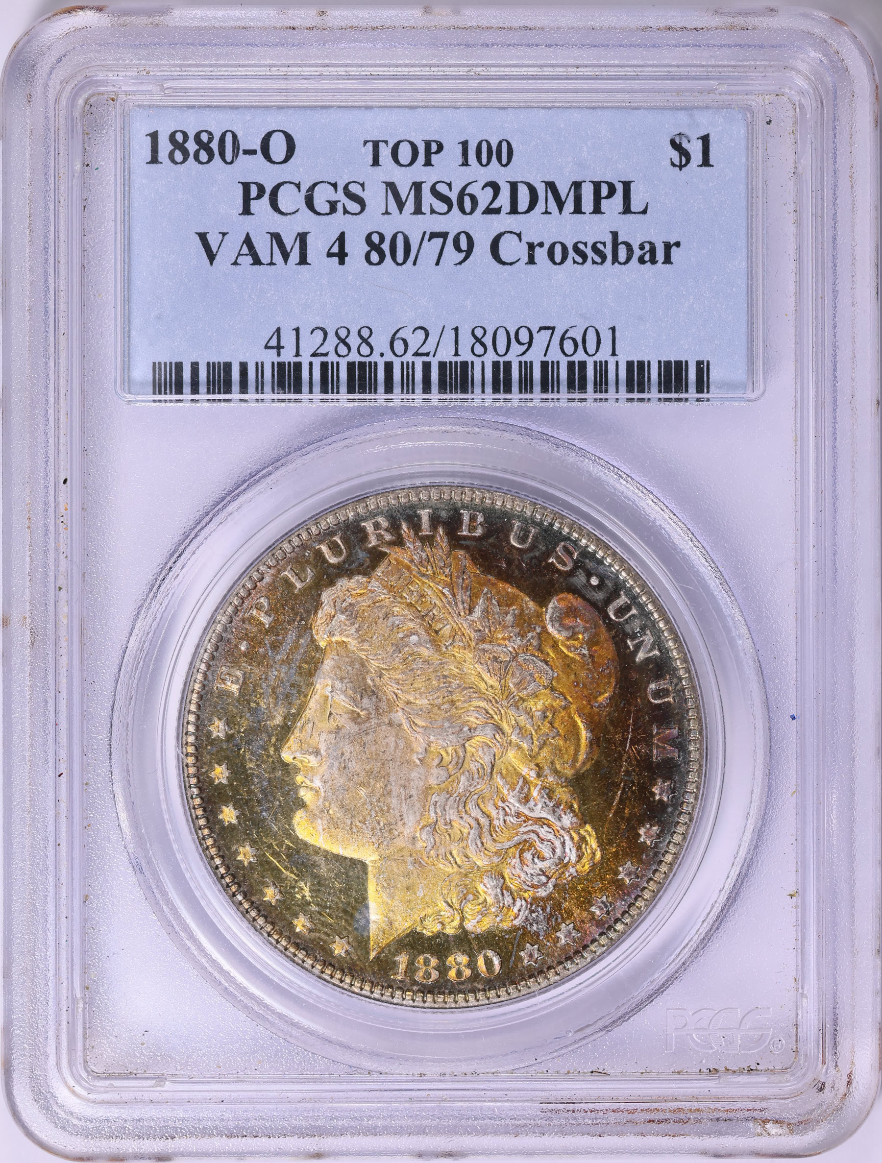1880/79-O Morgan Silver Dollar Crossbar VAM-4 Top 100 PCGS MS-62 DMPL (Toned) (Item 1781473 ...