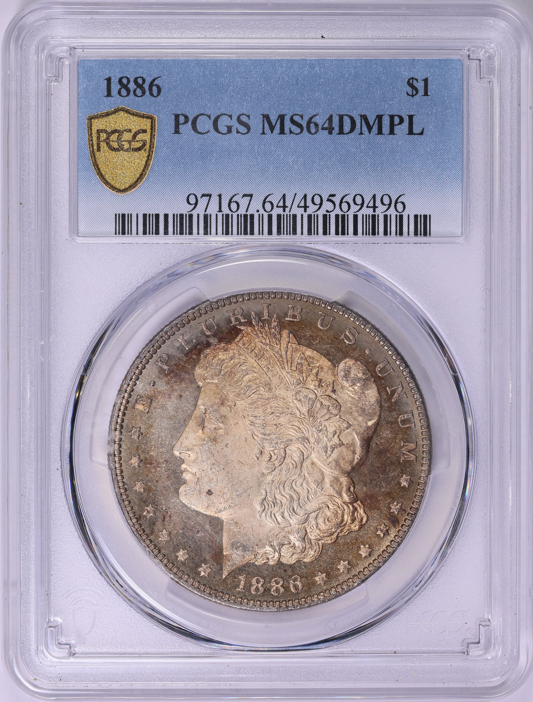 1886 Morgan Silver Dollar PCGS MS-64 DMPL (Toned) (Item 1781480) | GreatCollections Coin Auctions