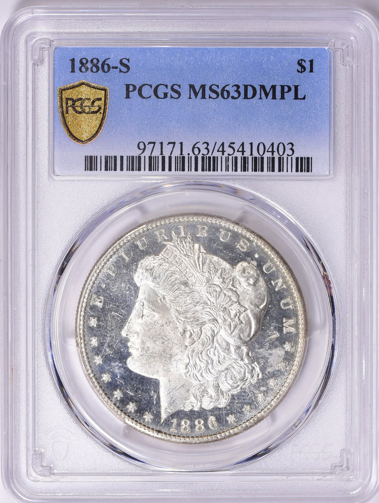 1886-S Morgan Silver Dollar PCGS MS-63 DMPL (Item 1781481) | GreatCollections Coin Auctions