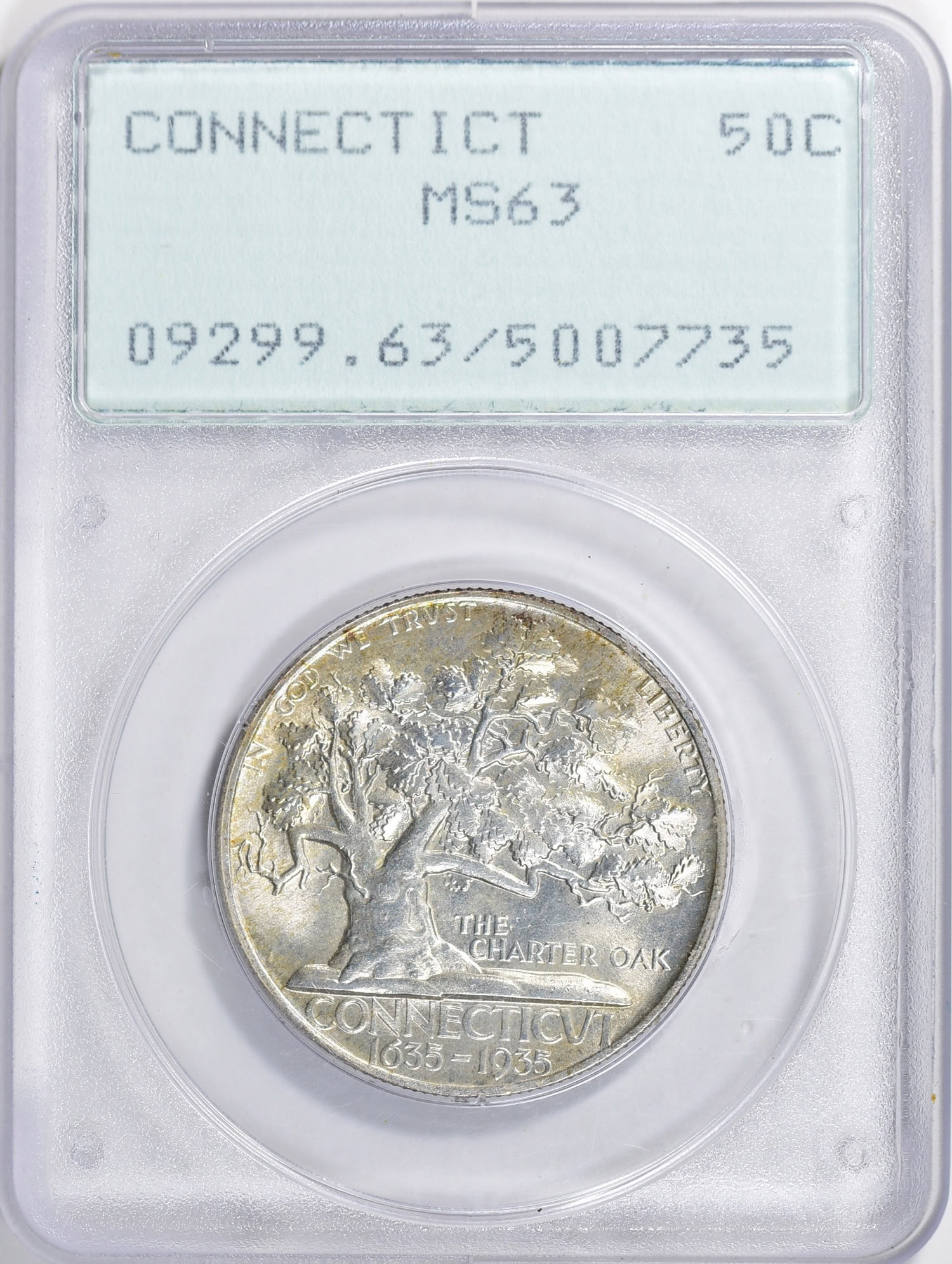 1935 Connecticut Tercentenary Half Dollar PCGS MS-63 OGH (1st Gen) (Item 1781520 ...