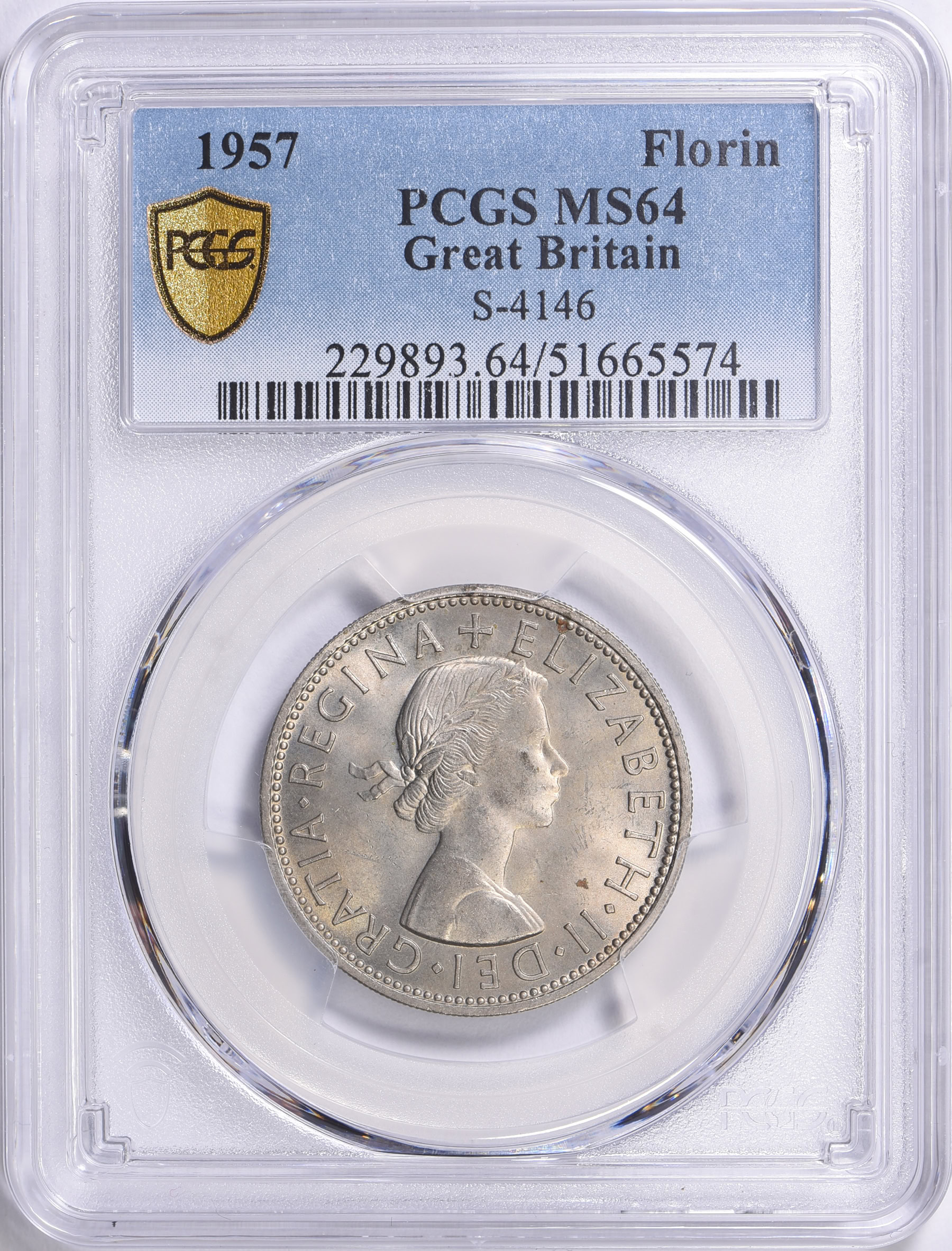 Great Britain 1957 Florin KM-906 PCGS MS-64 (Item 1781567 ...